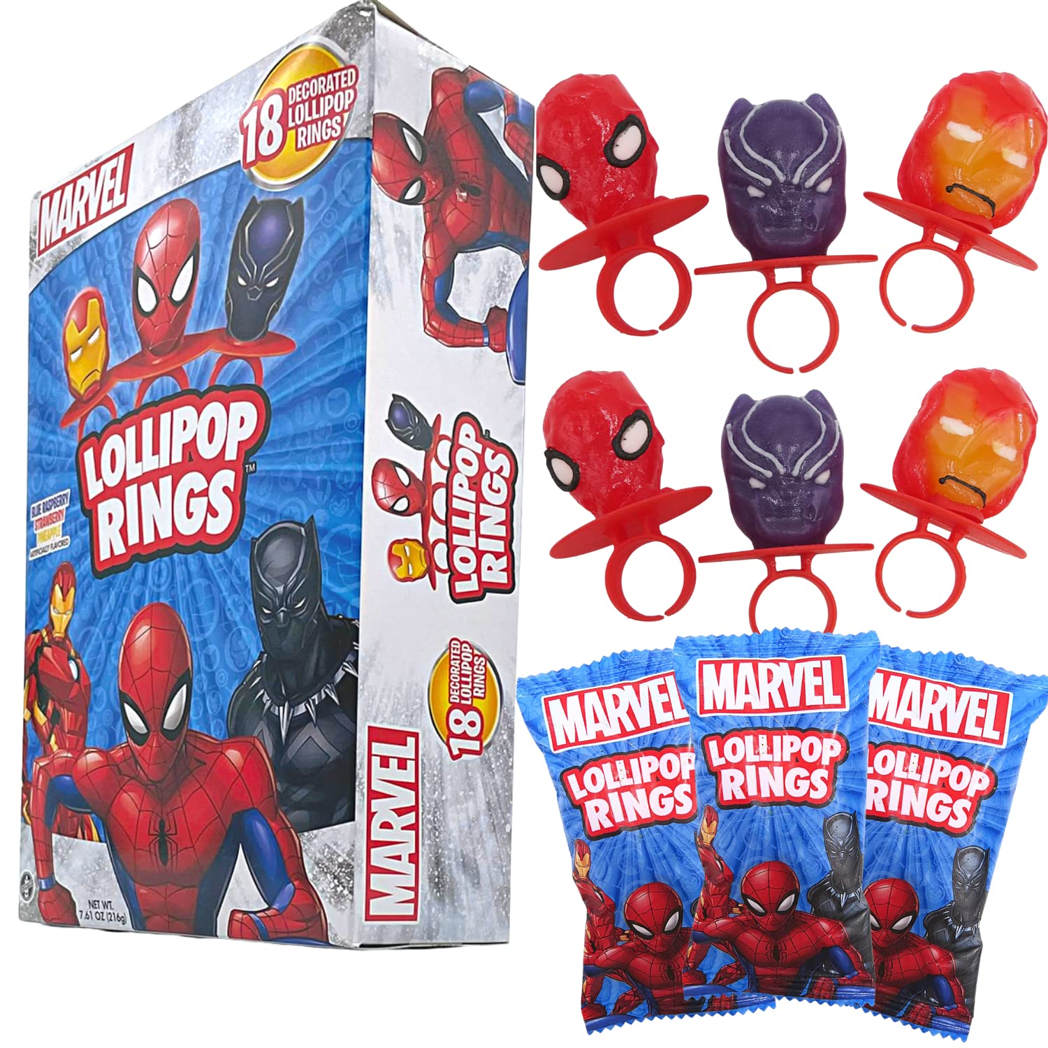 Marvel Lollipop Rings Birthday MFF30 Decorations Individually Wrapped ...