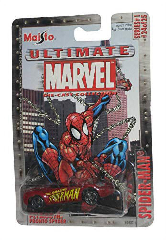 Marvel Maisto Ultimate 24 Spider-Man Plymouth Pronto Spyder 1:64 Scale ...