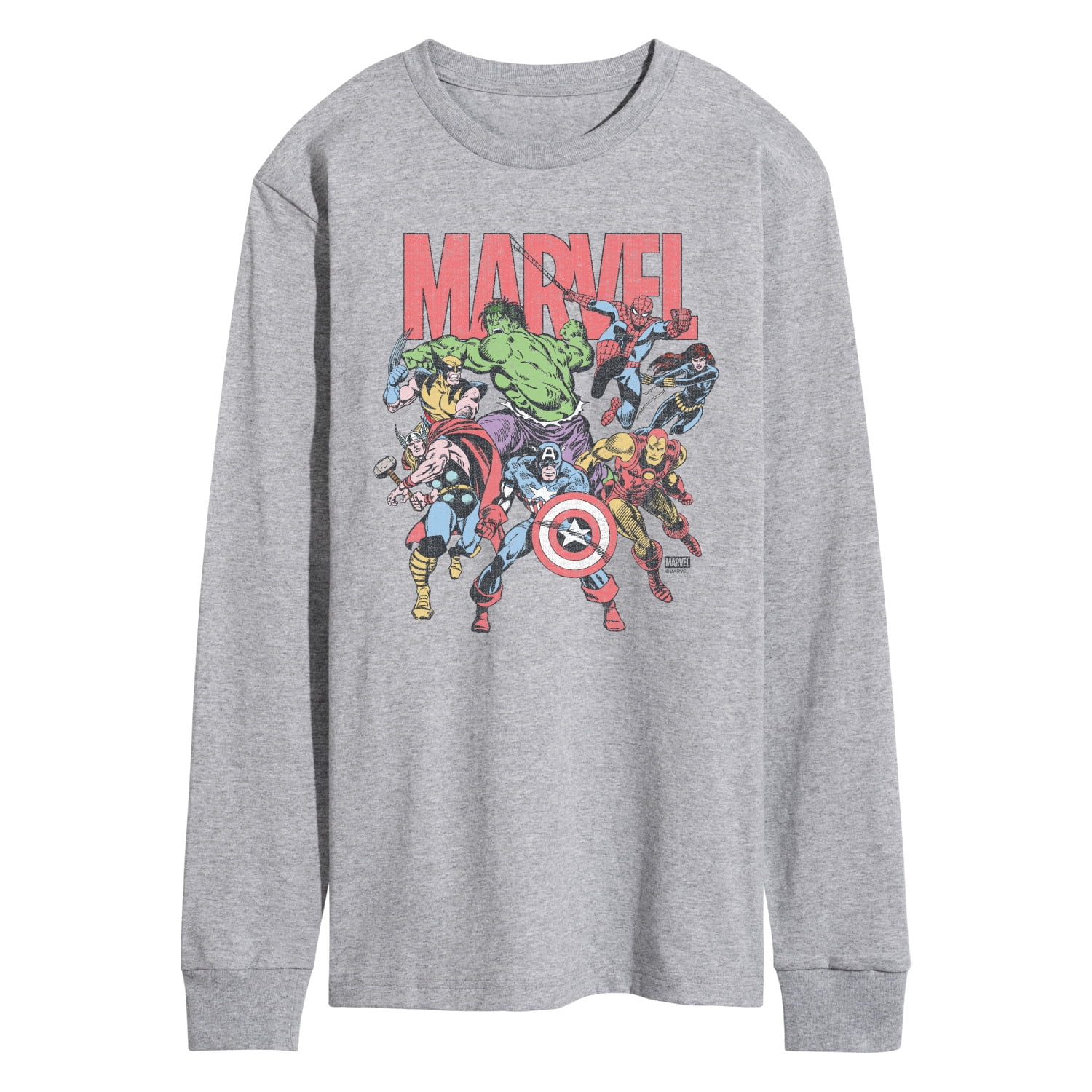 Marvel - Marvel Group Faded - Men's Long Sleeve Graphic T-Shirt ...