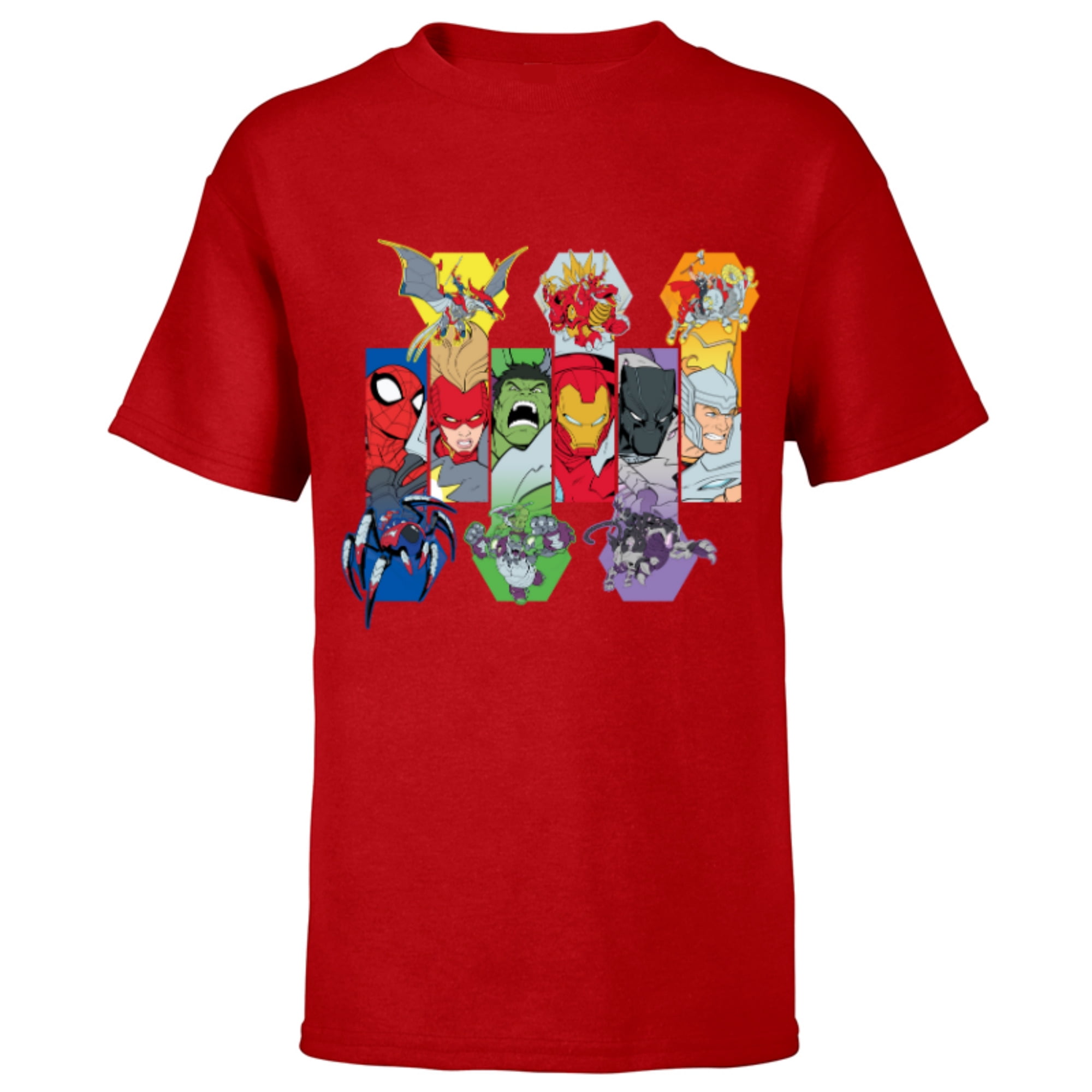 Marvel Mech Strike: Mechasaurs Avengers Heroes and Mechs - Short Sleeve T-Shirt for Kids ...