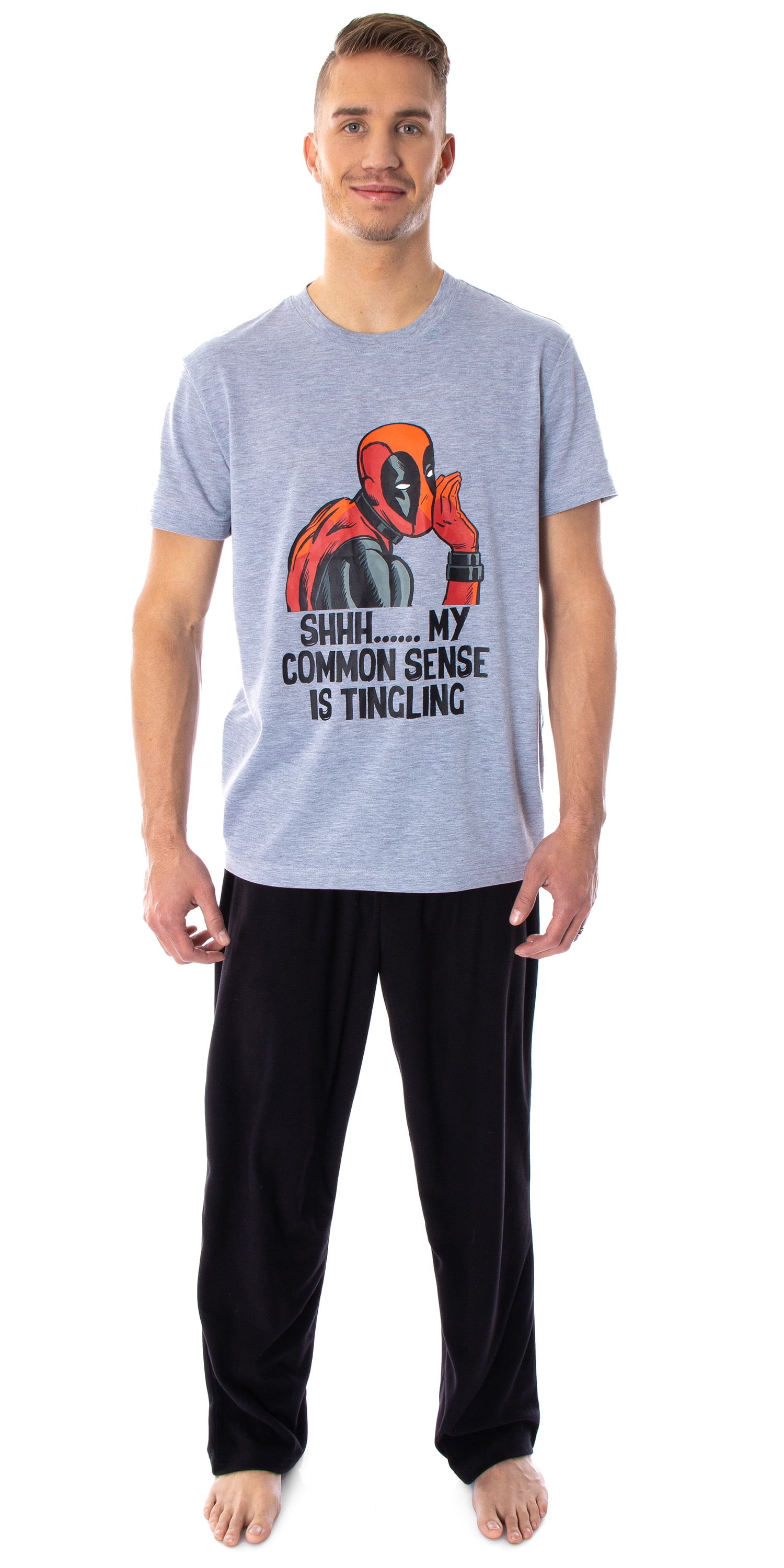 Marvel Men's Deadpool Pajamas Common Sense Is Tingling 2 Piece Pajama ...
