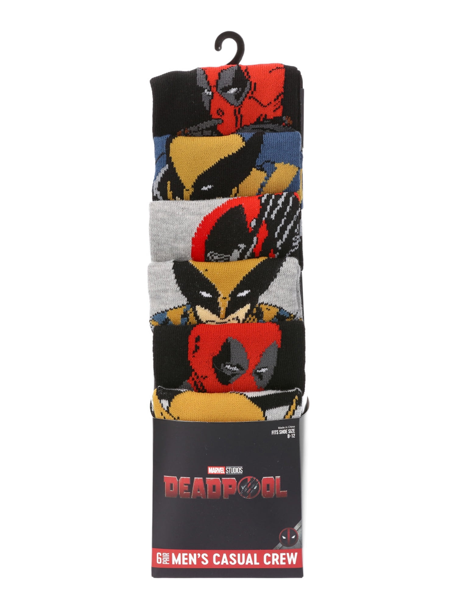Marvel Men's Deadpool and Wolverine Crew Socks, 6-Pack - Walmart.com