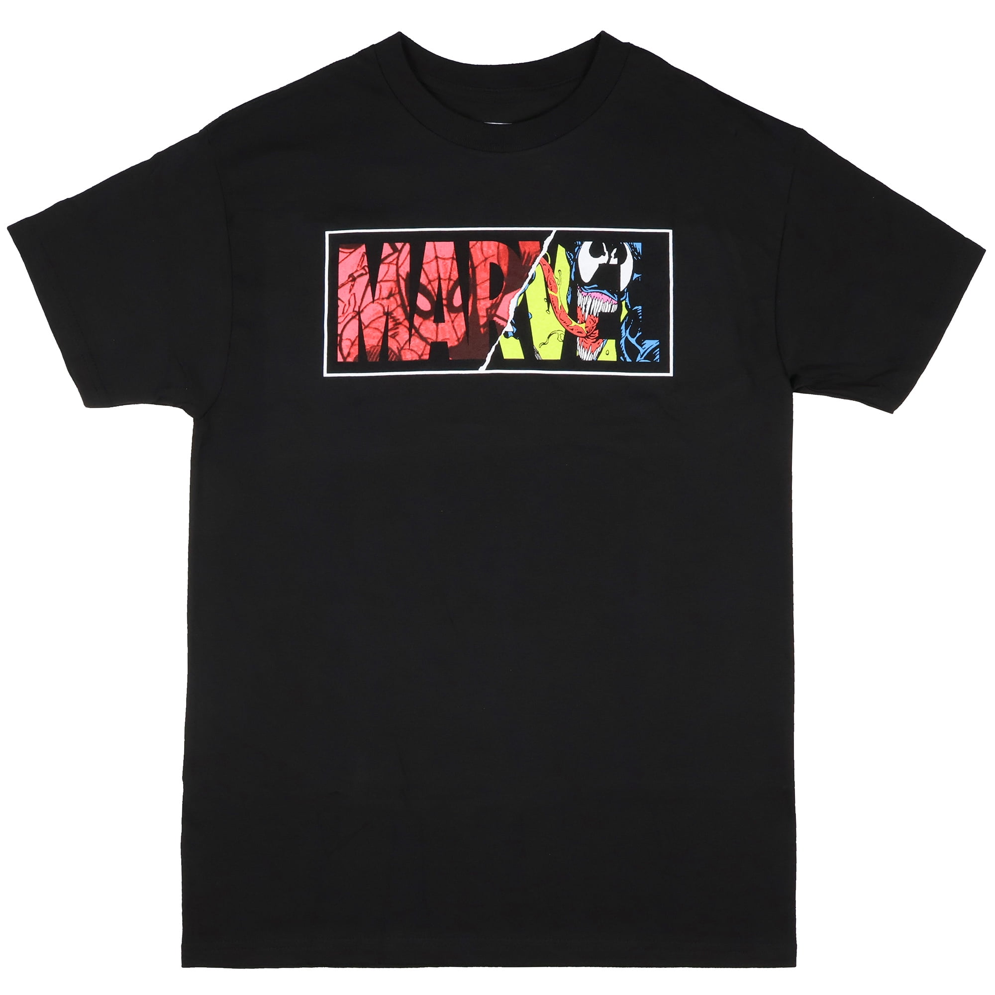 Marvel Men's T-Shirt Spider-Man Venom Ripped Dual Logo Adult Short ...