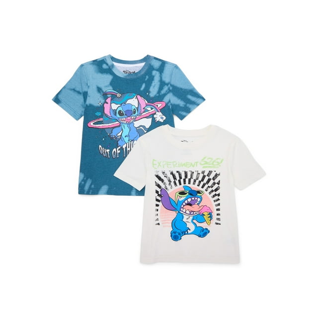 Disney Stitch Boys Graphic Short Sleeve T-Shirt, 2-Pack, Sizes 4-20 ...