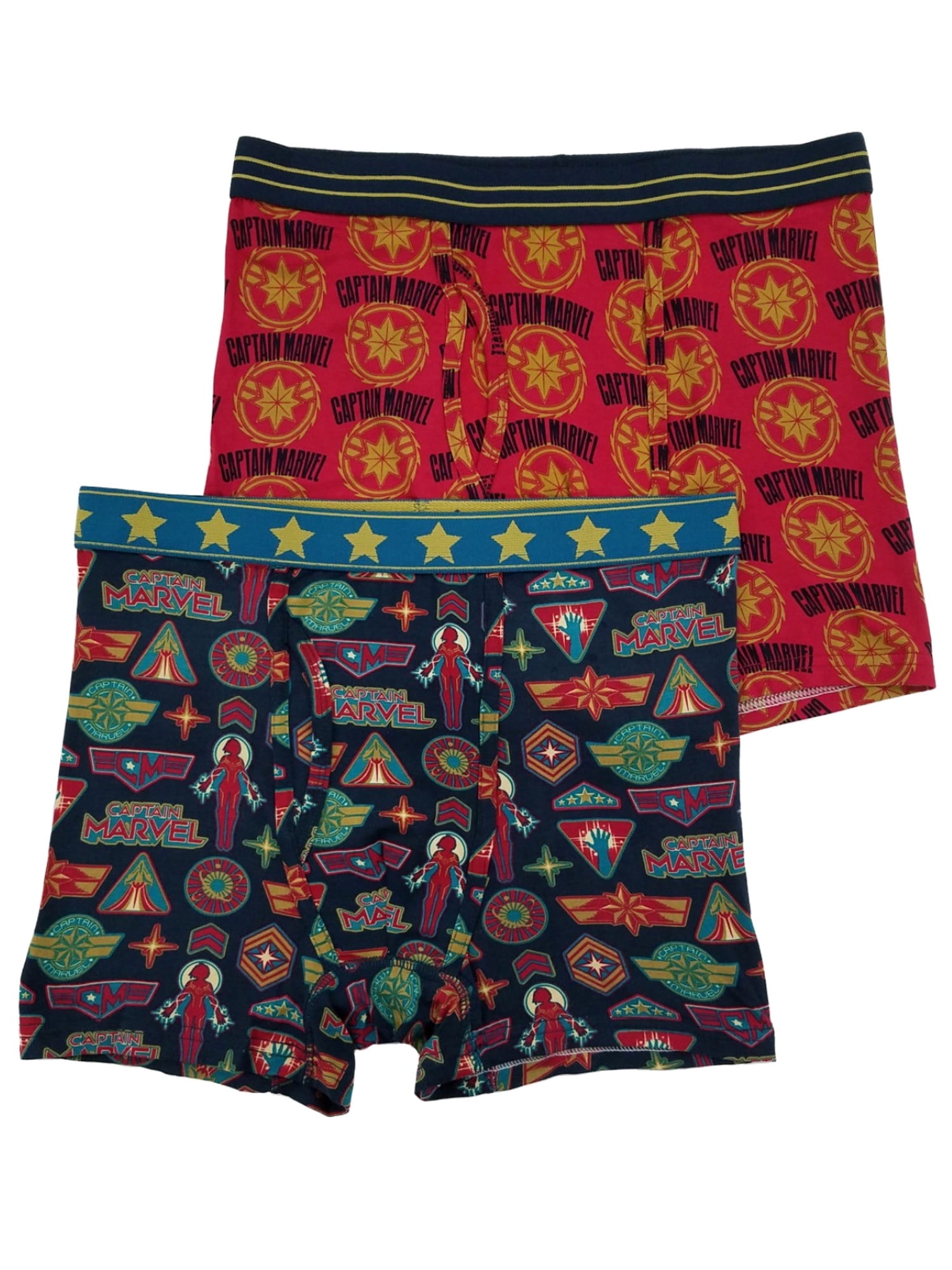 Marvel Mens 2-Pack Navy Blue & Red Captain Marvel Underwear Boxer ...