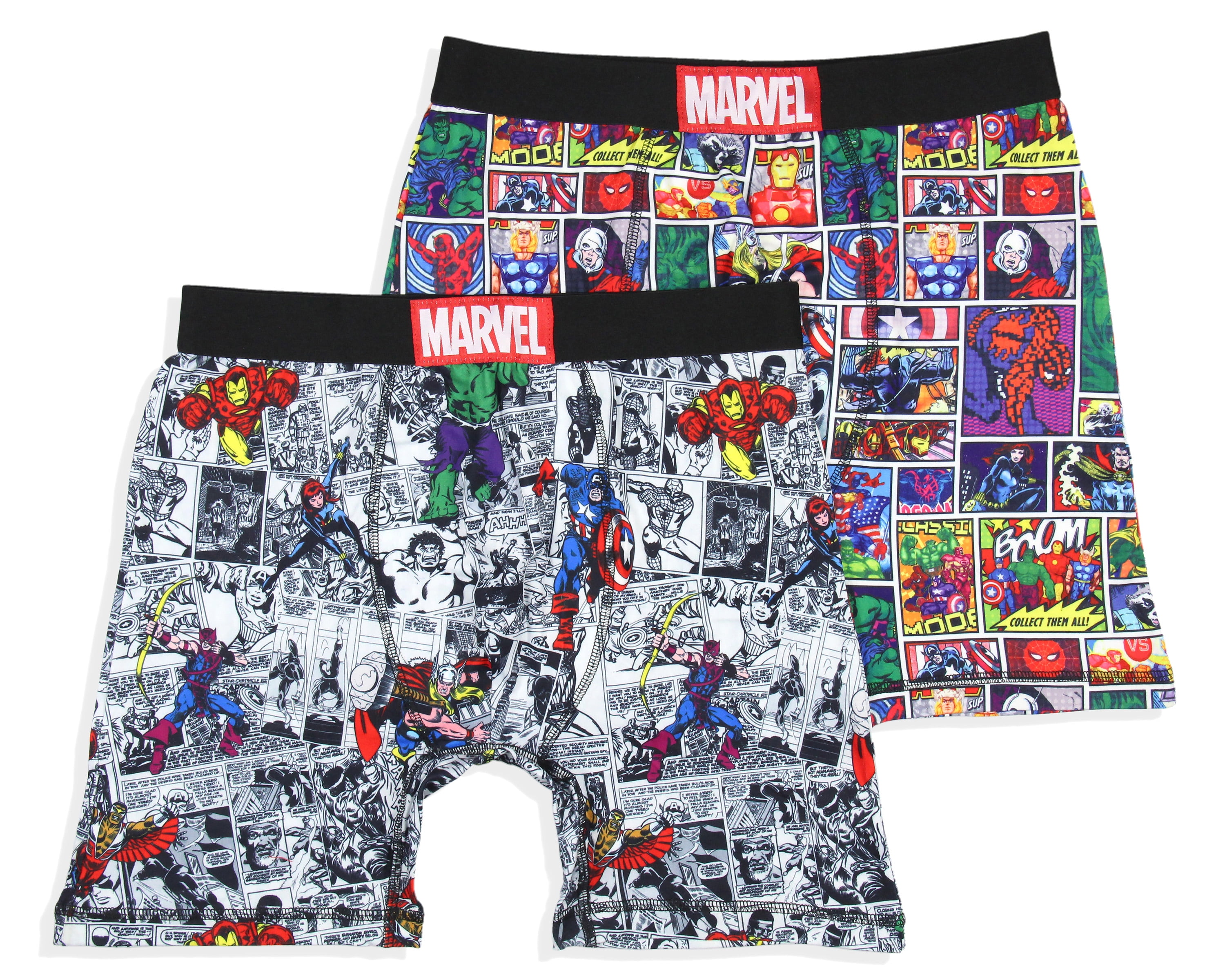 Marvel Mens' 2 Pack Vintage Superhero Comic Boxers Underwear Boxer ...