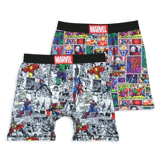 Marvel Mens' 2 Pack Vintage Superhero Comic Boxers Underwear Boxer ...