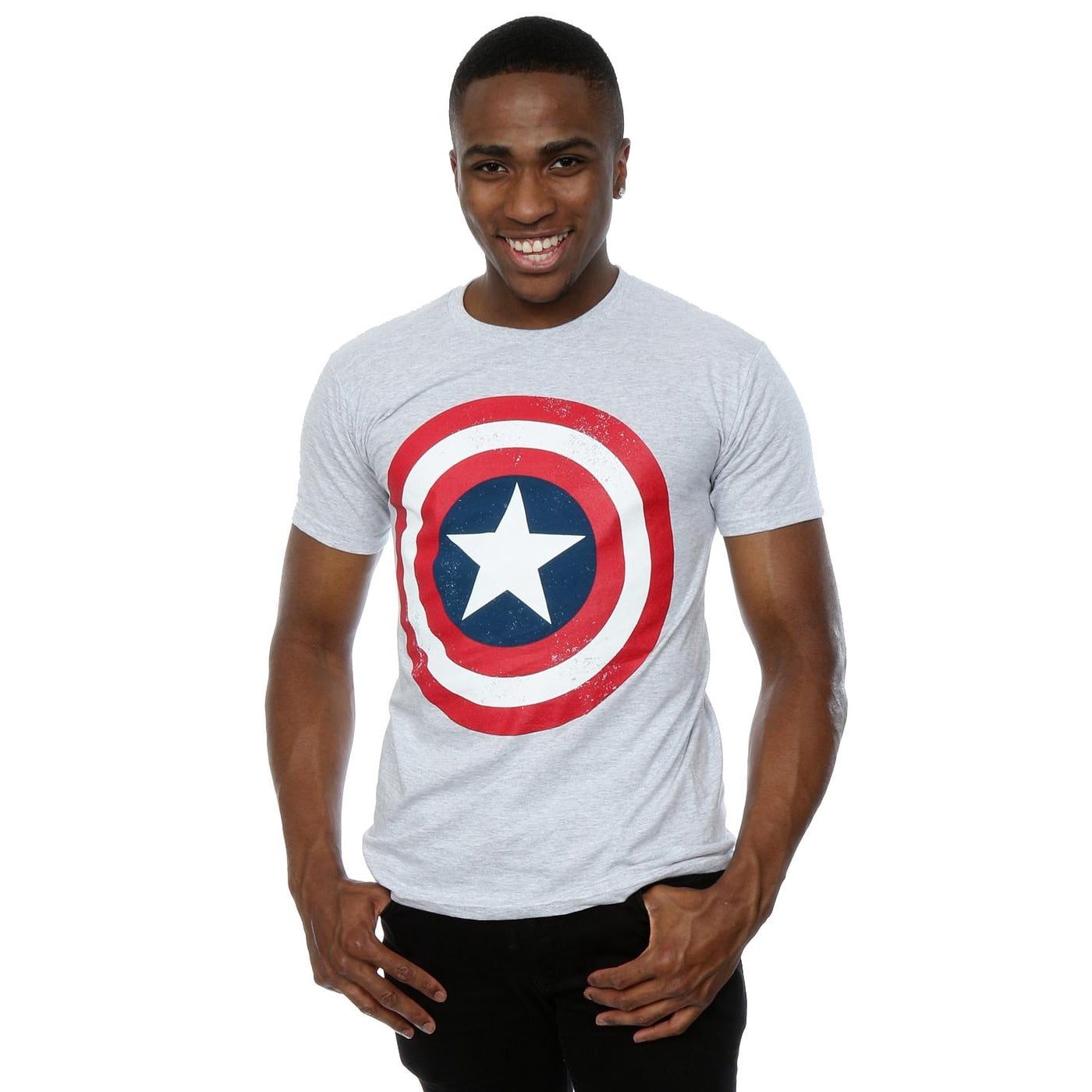 Marvel Mens Captain America Distressed Shield T-Shirt - Walmart.com