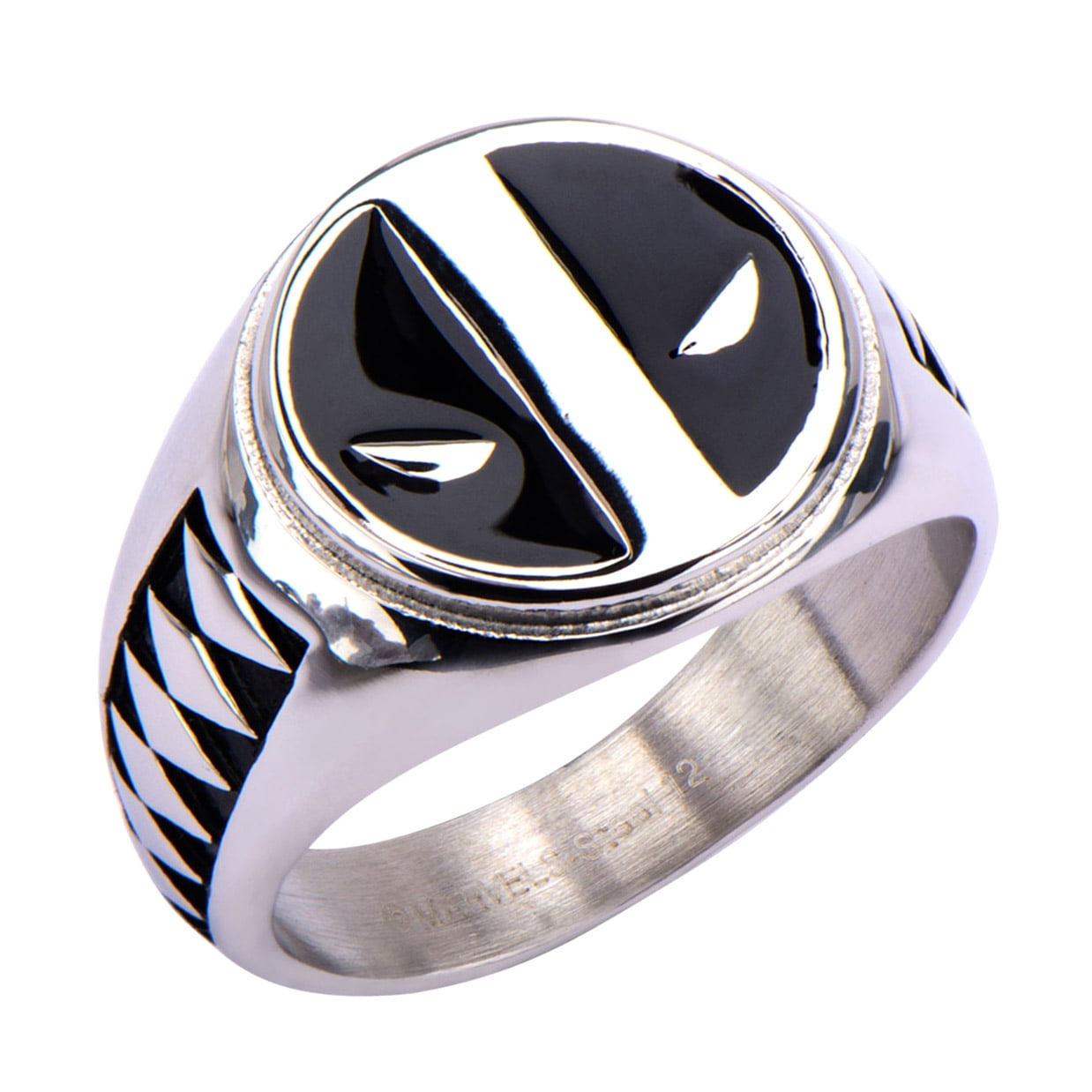 Marvel Mens Deadpool Logo Stainless Steel Ring - Walmart.com
