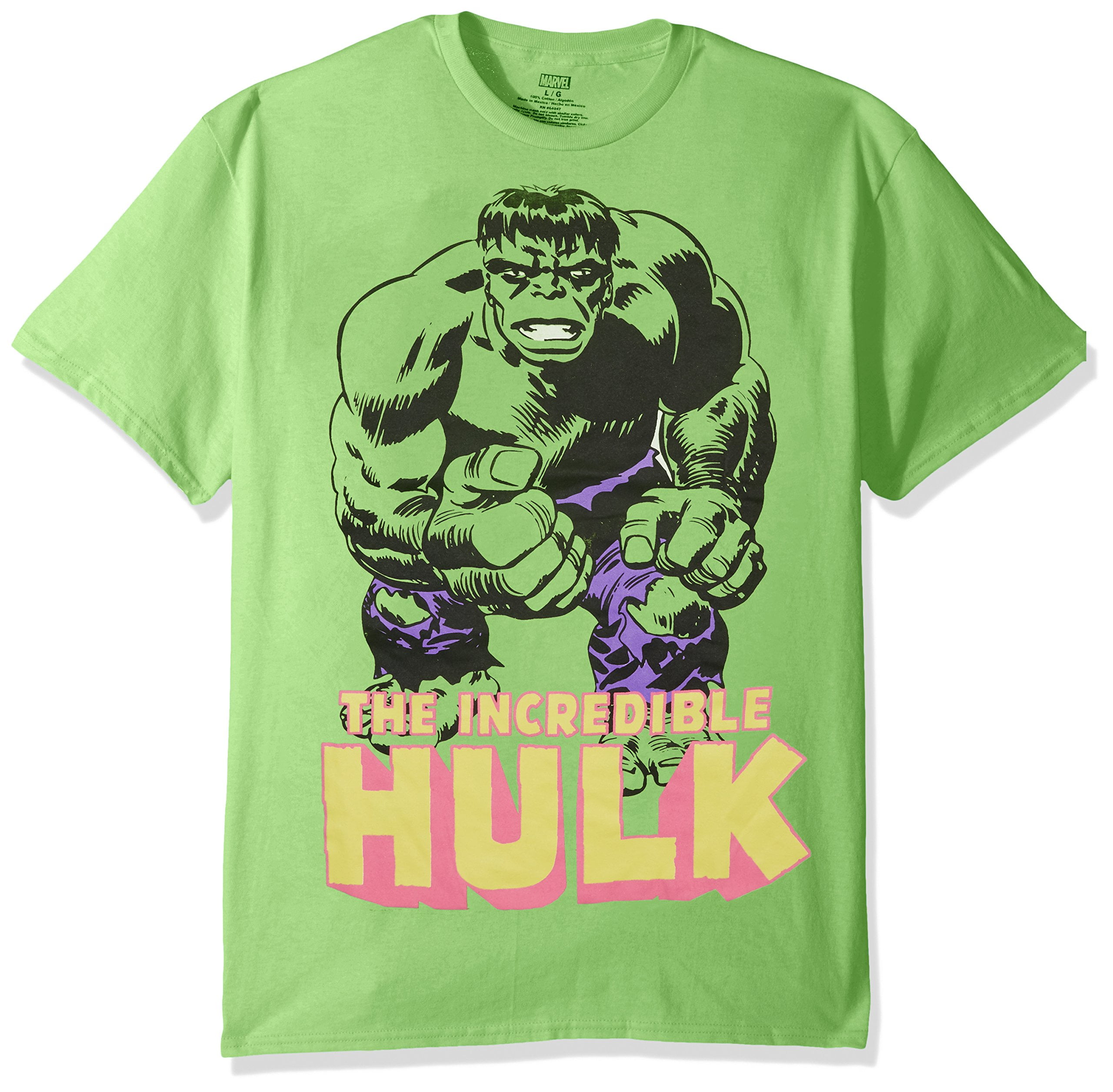Marvel Mens Green The Incredible Hulk Superhero Tee Short Sleeve T ...