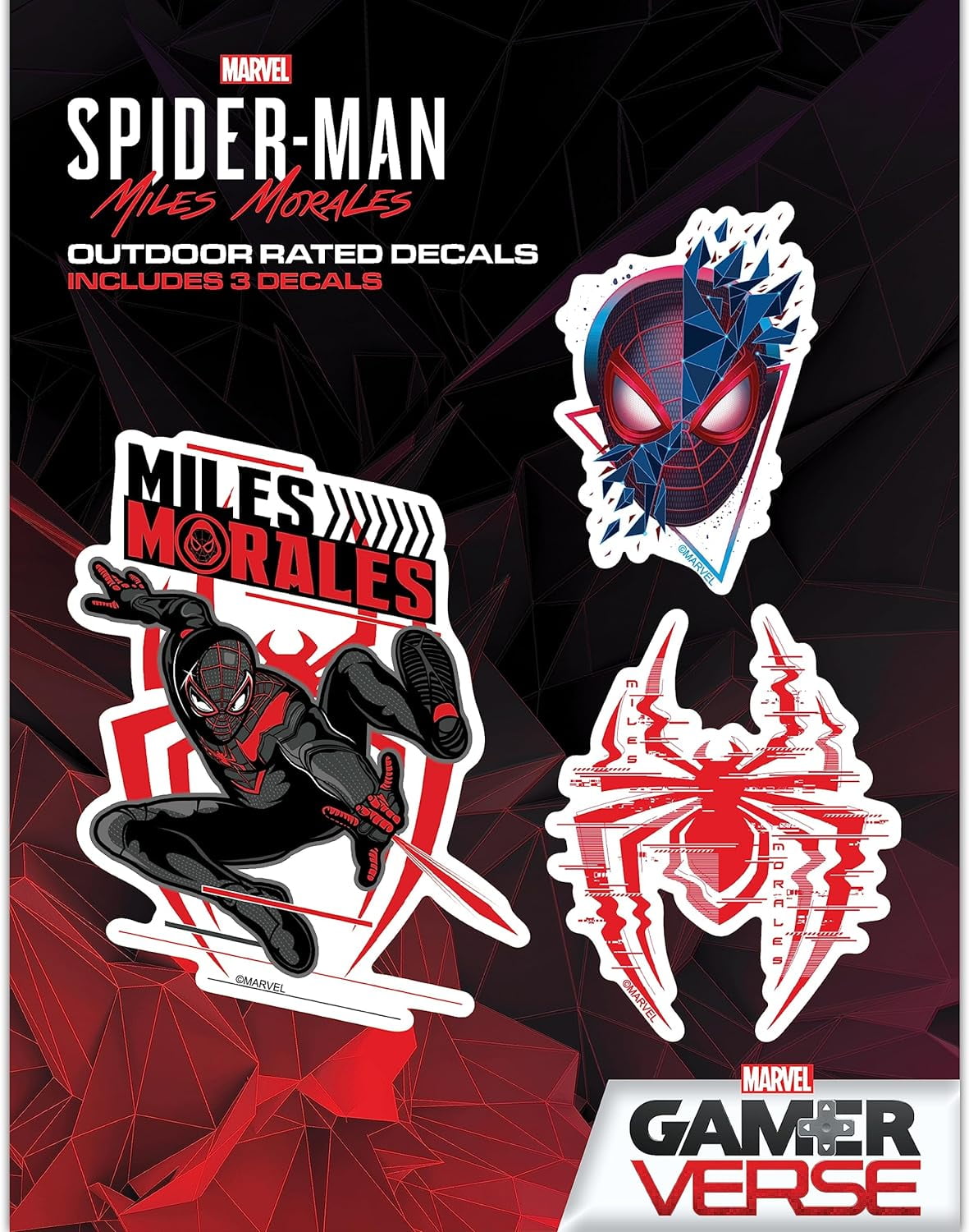 Marvel Miles Morales Decals - Set of 3 Spider-Man Vinyl Stickers for Car Water Bottle Bike ...