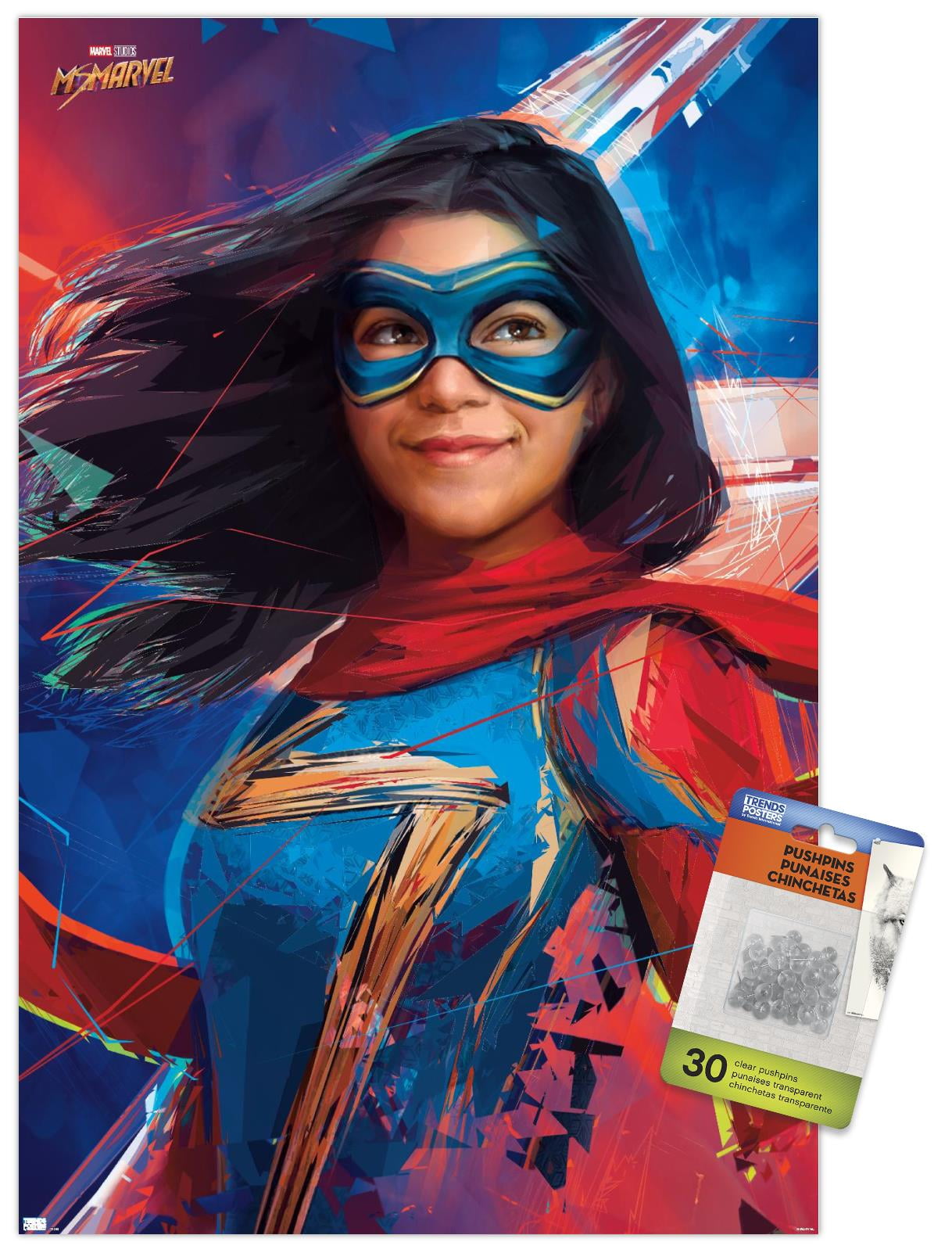 Marvel Ms. Marvel - Graffiti Wall Poster with Push Pins, 14.725" x 22. ...