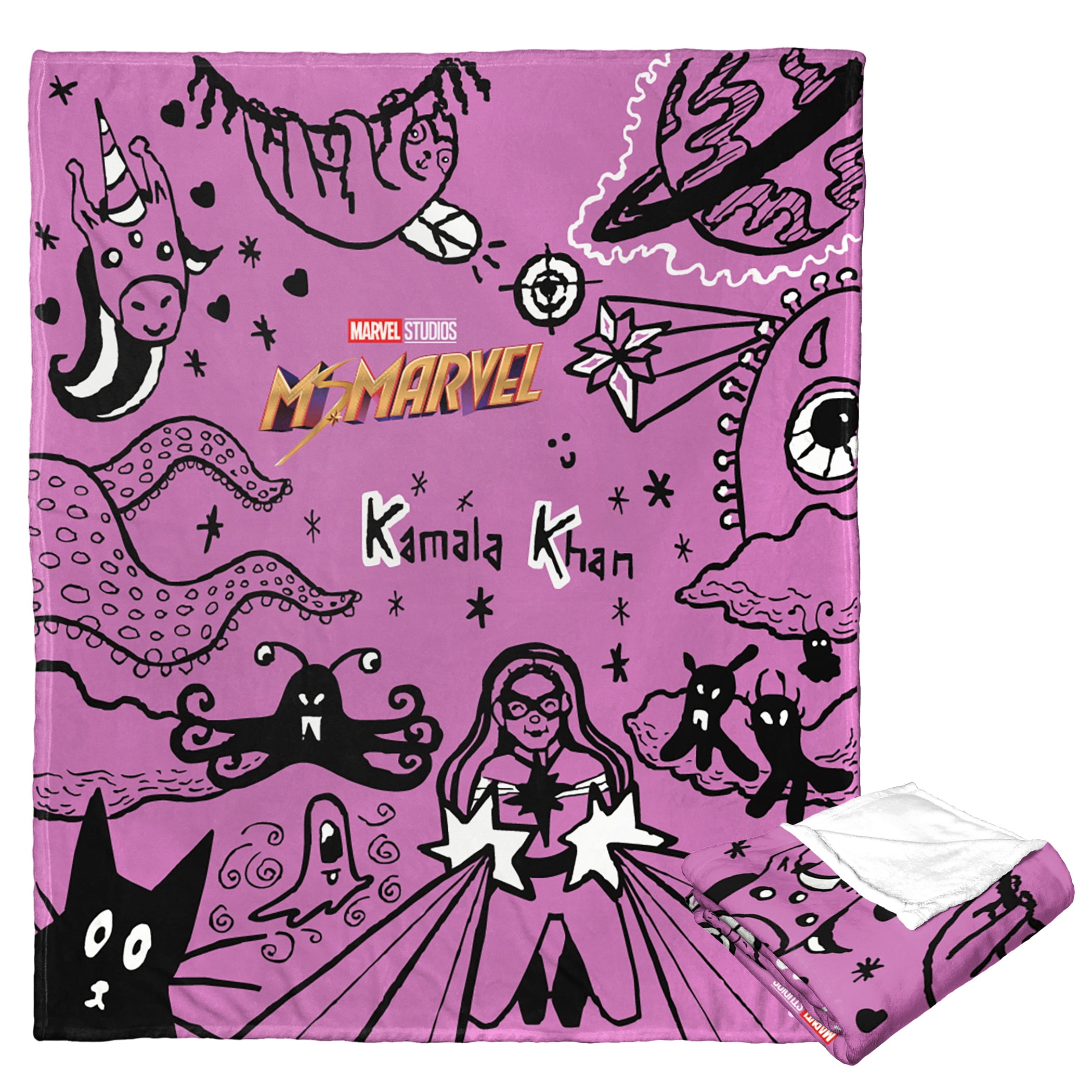 Marvel Ms Marvel Kamala's Doodles Kids Silk Touch Throw Blanket ...