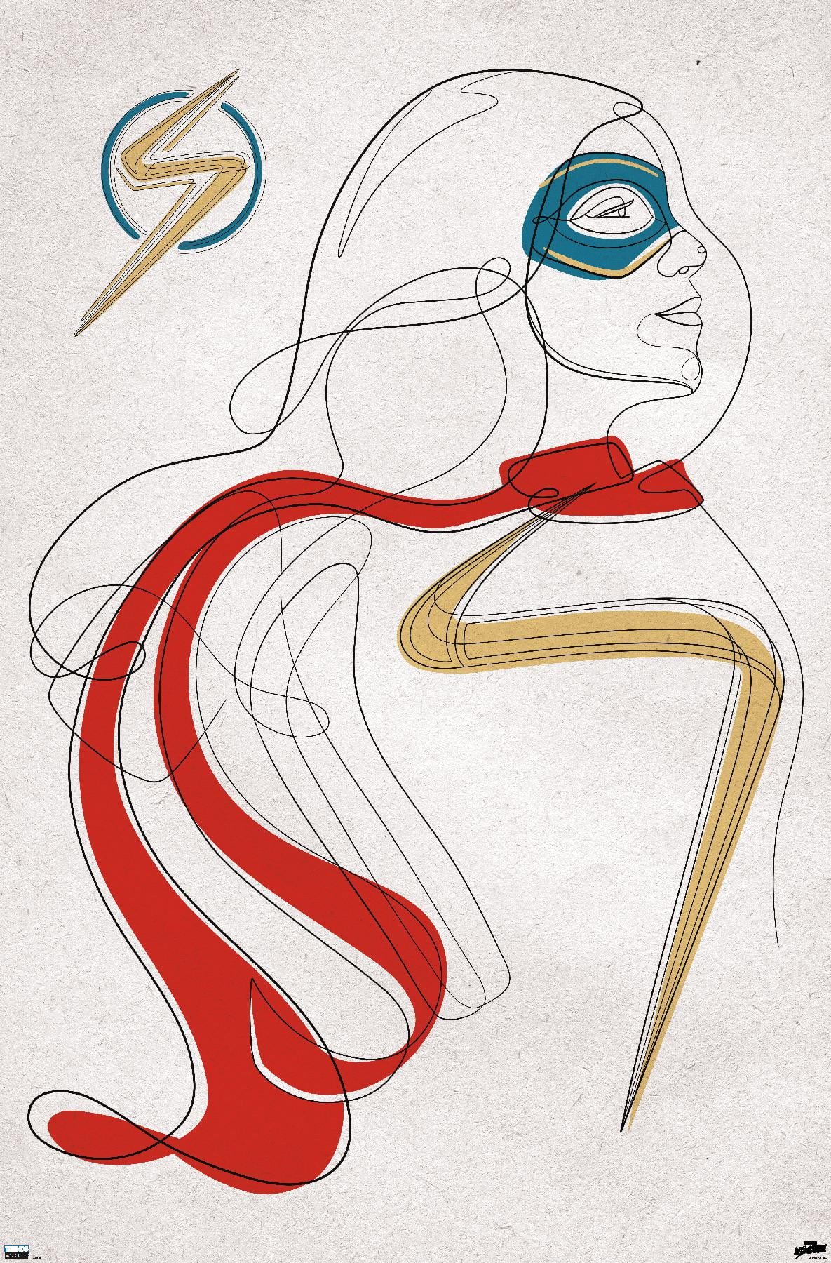 Marvel Ms. Marvel - Line Drawing Wall Poster, 22.375" x 34" - Walmart.com