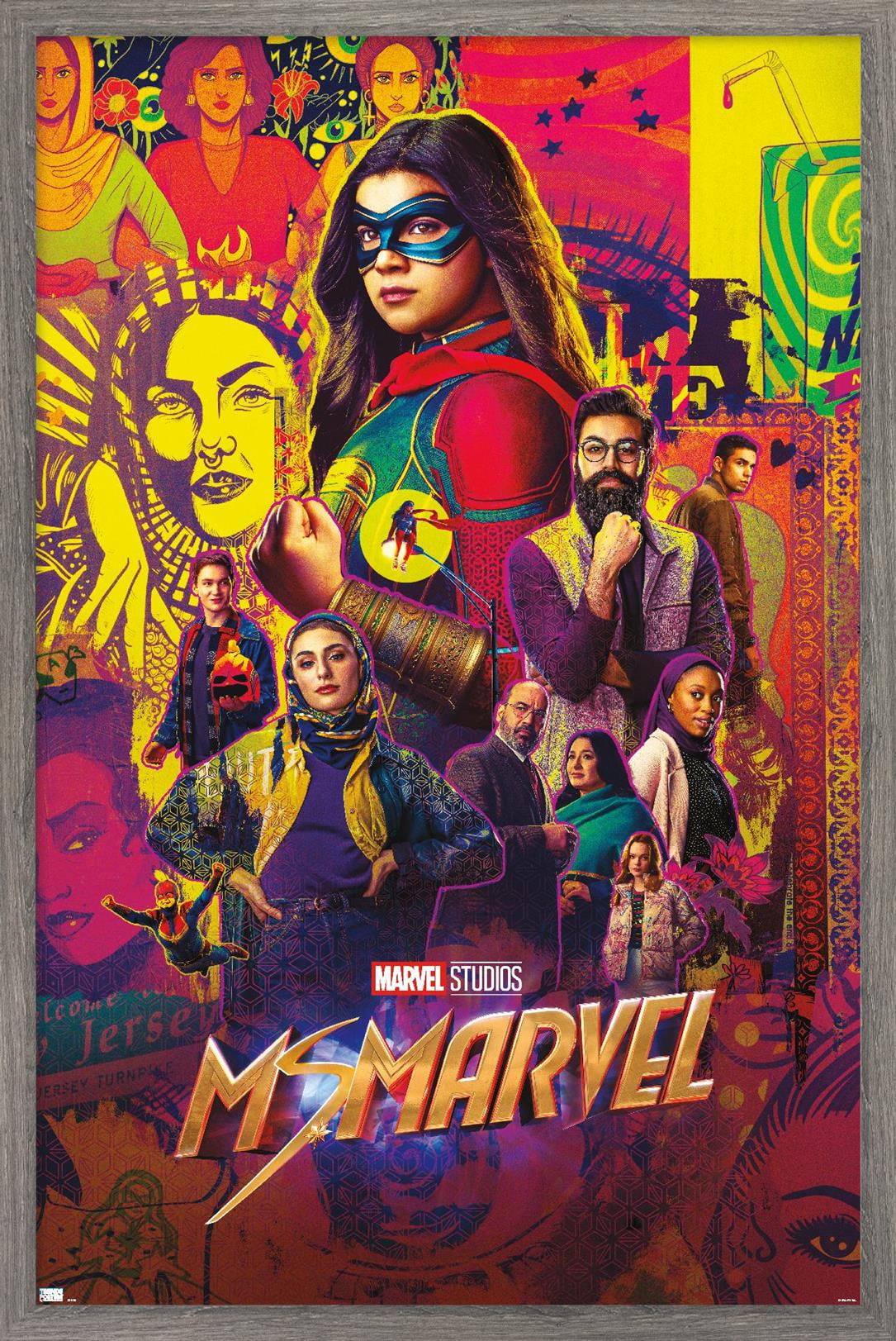 Marvel Ms. Marvel - One Sheet Wall Poster, 14.725" x 22.375" Framed ...