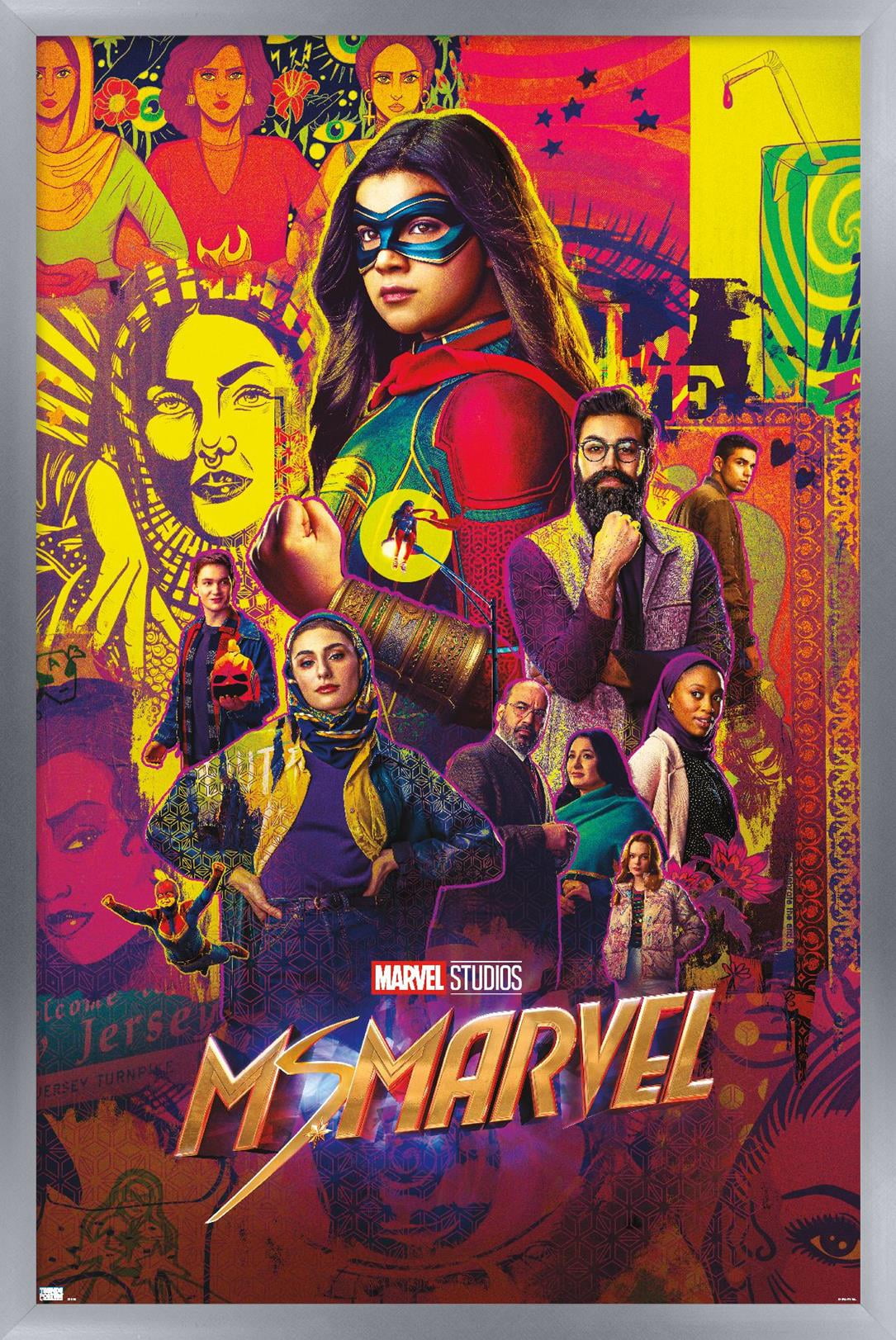 Marvel Ms. Marvel - One Sheet Wall Poster, 14.725" x 22.375" Framed ...