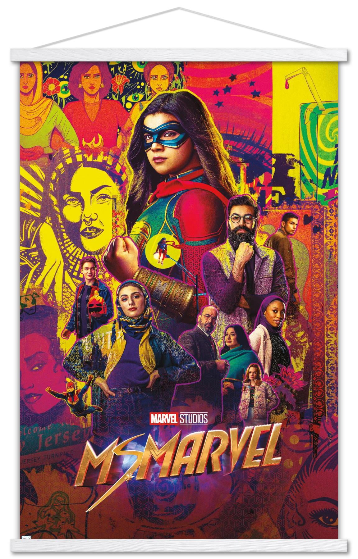 Marvel Ms. Marvel - One Sheet Wall Poster with Magnetic Frame, 22.375 ...