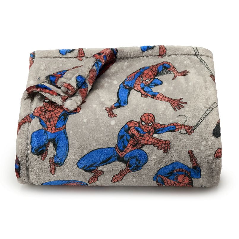 The Big One Oversized Spider-Man Plush Throw Blanket, Gray Spiderman ...