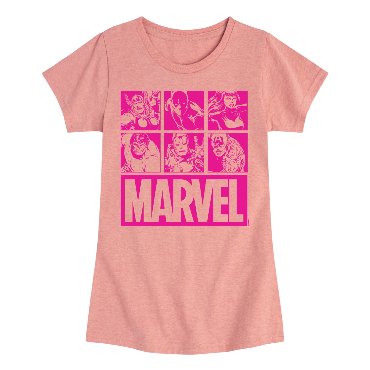 Marvel - Pink Character Valentine Characters - Girls Fitted Short ...