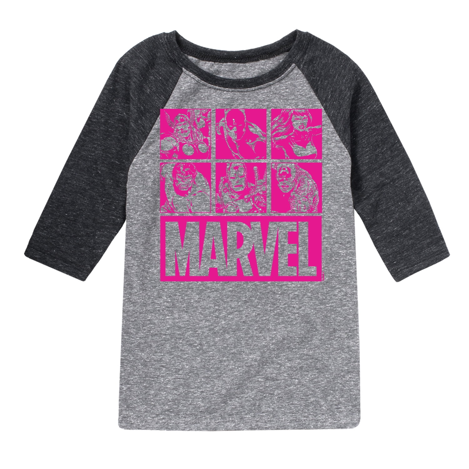 Marvel - Pink Character Valentine Characters - Kids Raglan - Walmart.com