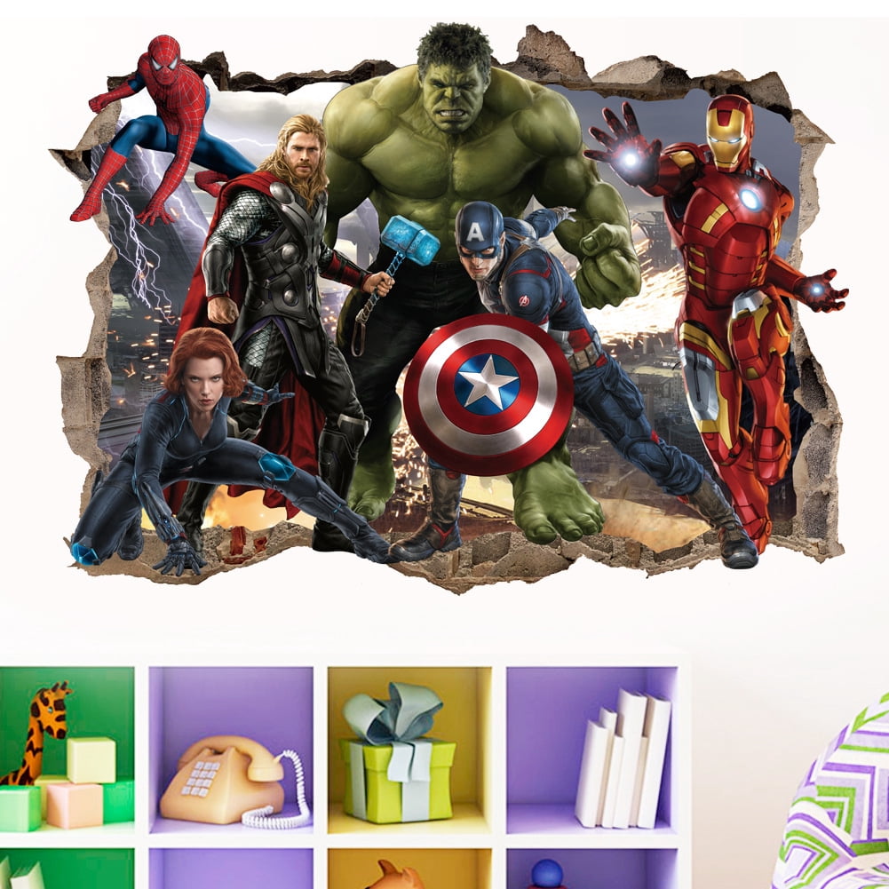 Marvel Poster 3D Stereo Superman Iron Man Avengers Waterproof Wall ...