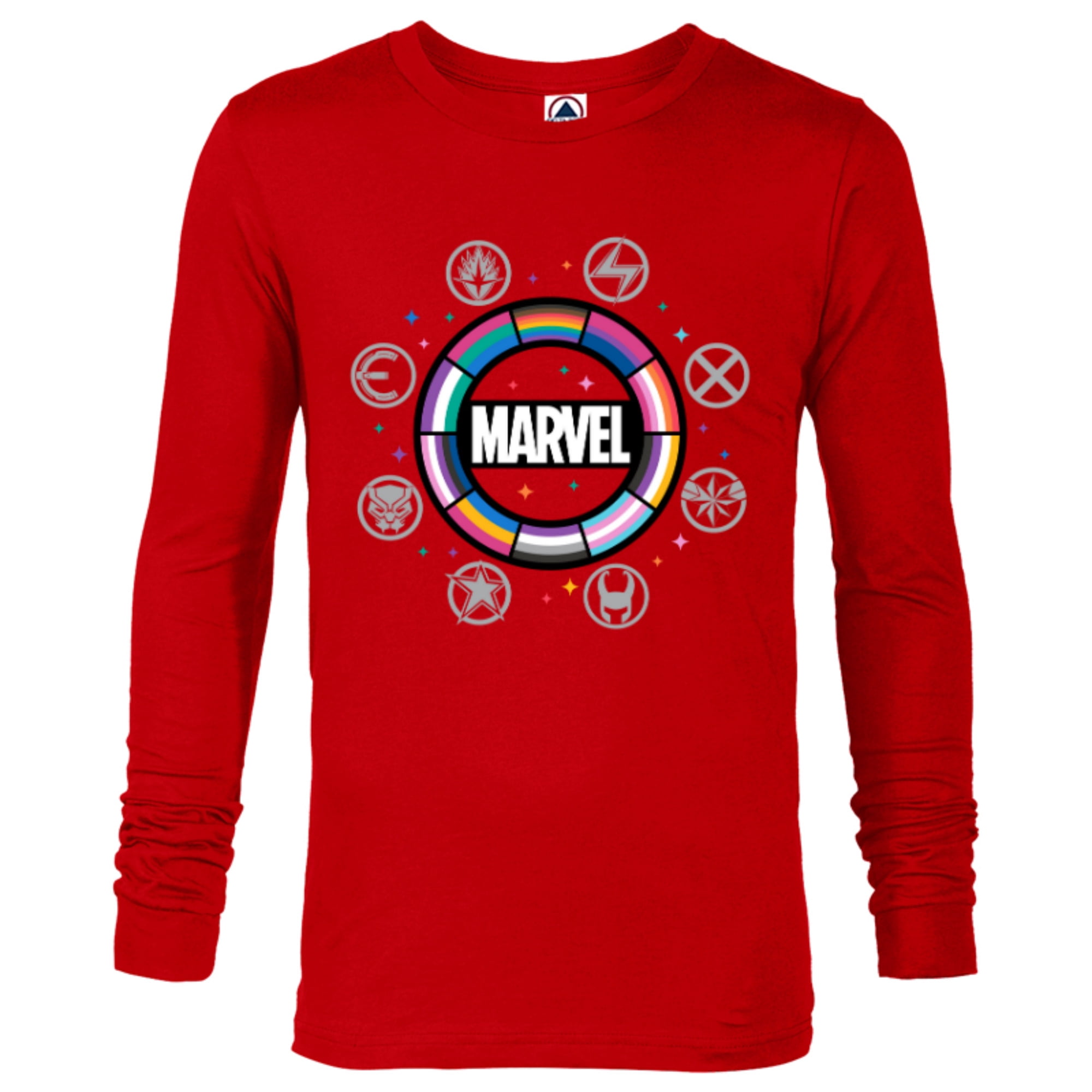 Marvel Pride Flag Rainbow Circle Logo Proud Heroes Symbols - Long ...