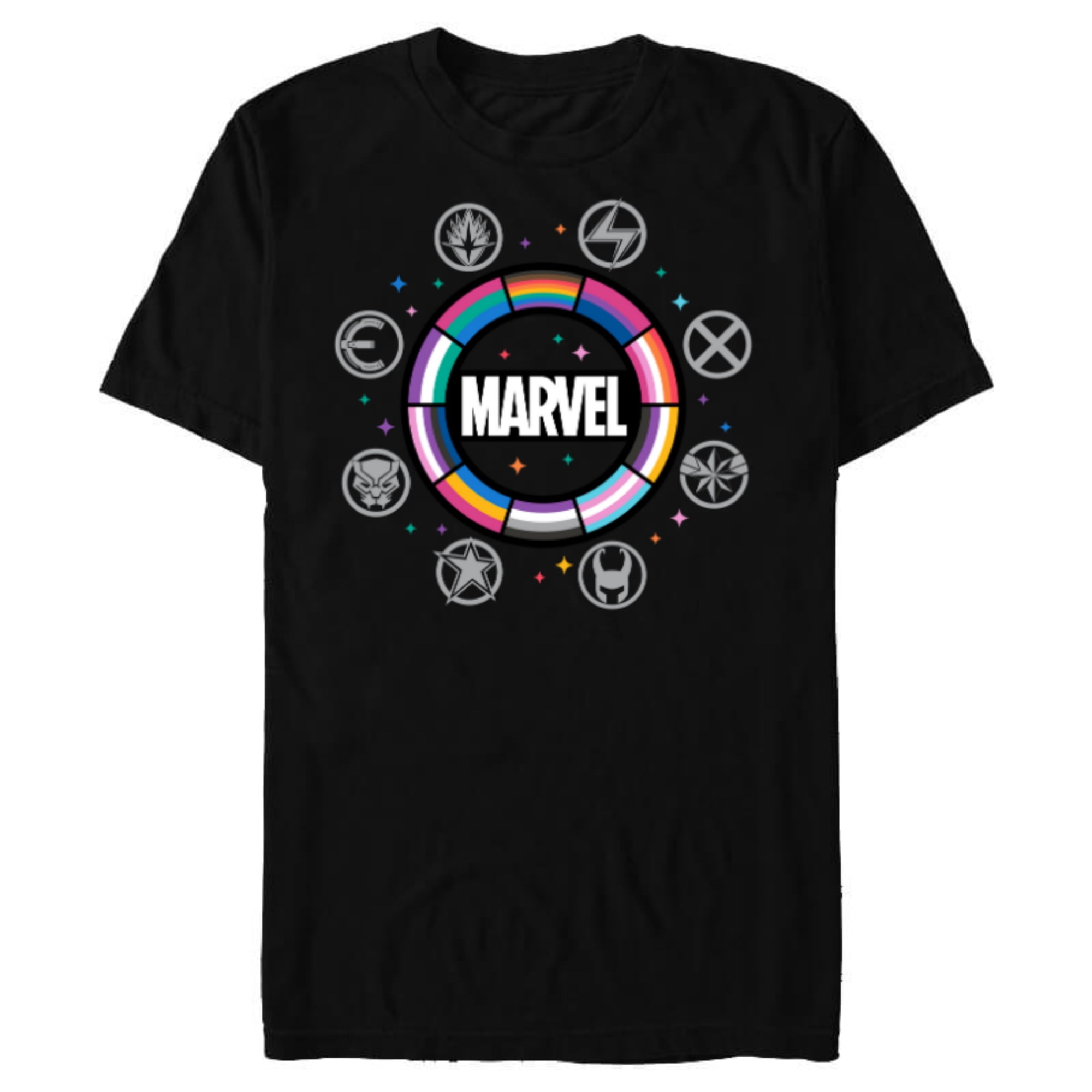 Marvel Pride Flag Rainbow Circle Logo Proud Heroes Symbols - Short ...