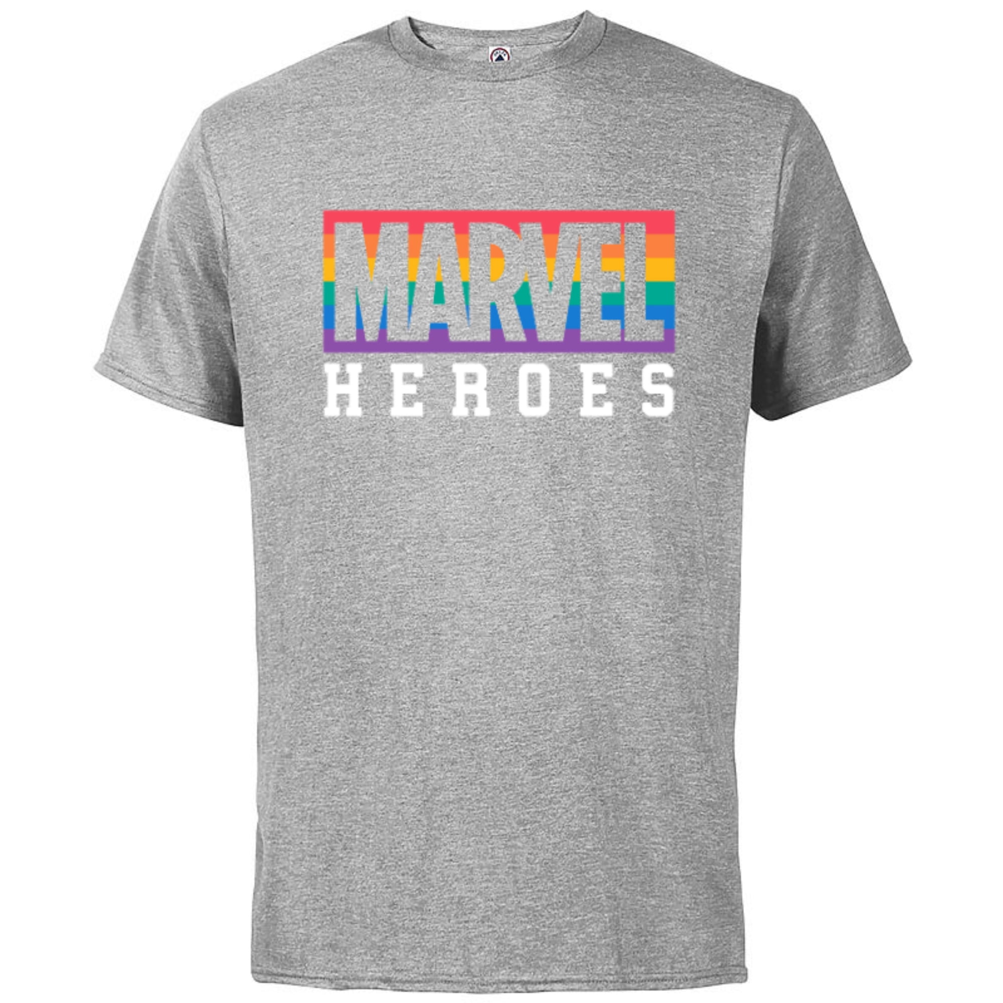 Marvel Pride Flag Rainbow Marvel Heroes Logo - Short Sleeve Cotton T ...