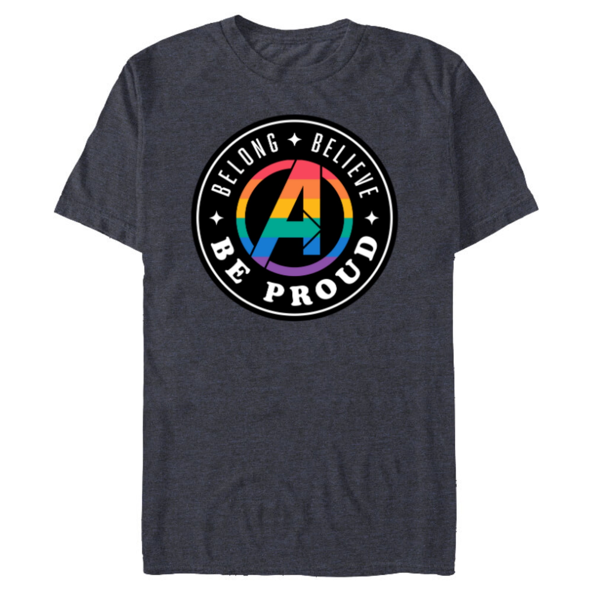 Marvel Pride Rainbow Avengers Logo Belong Believe Be Proud - Short ...