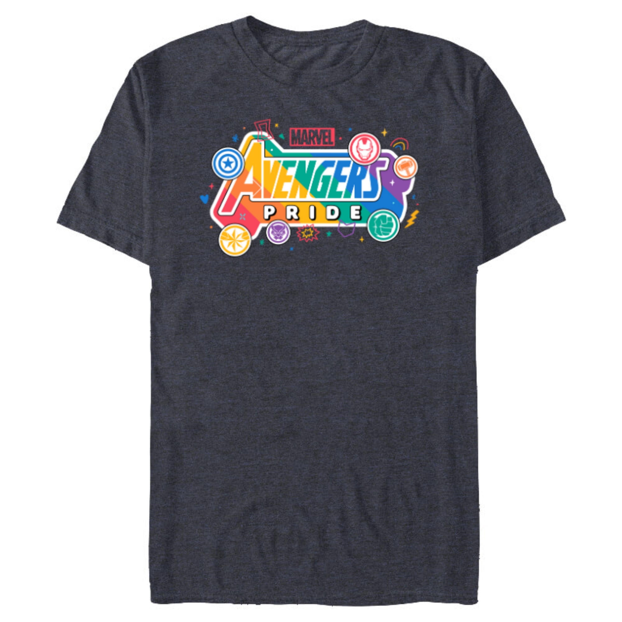 Marvel Pride Rainbow Avengers Pride Hero Icons & Doodles- Short Sleeve ...