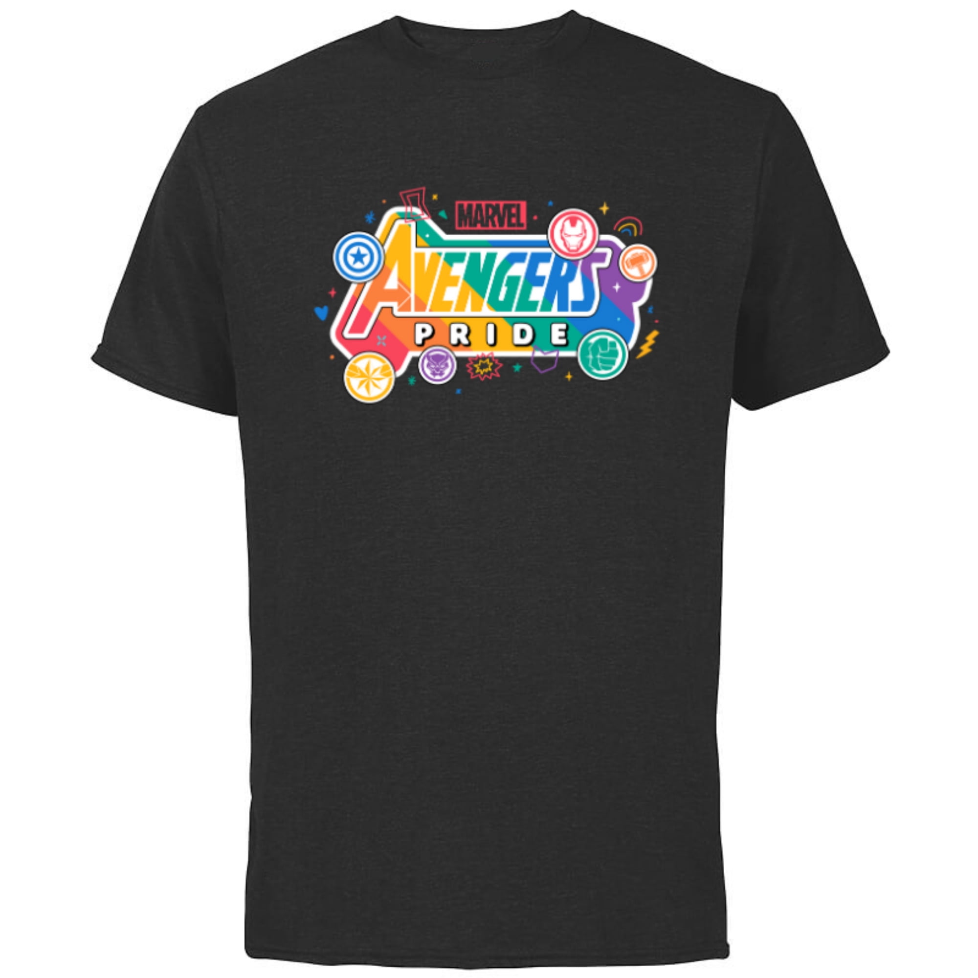 Marvel Pride Rainbow Avengers Pride Hero Icons & Doodles- Short Sleeve ...