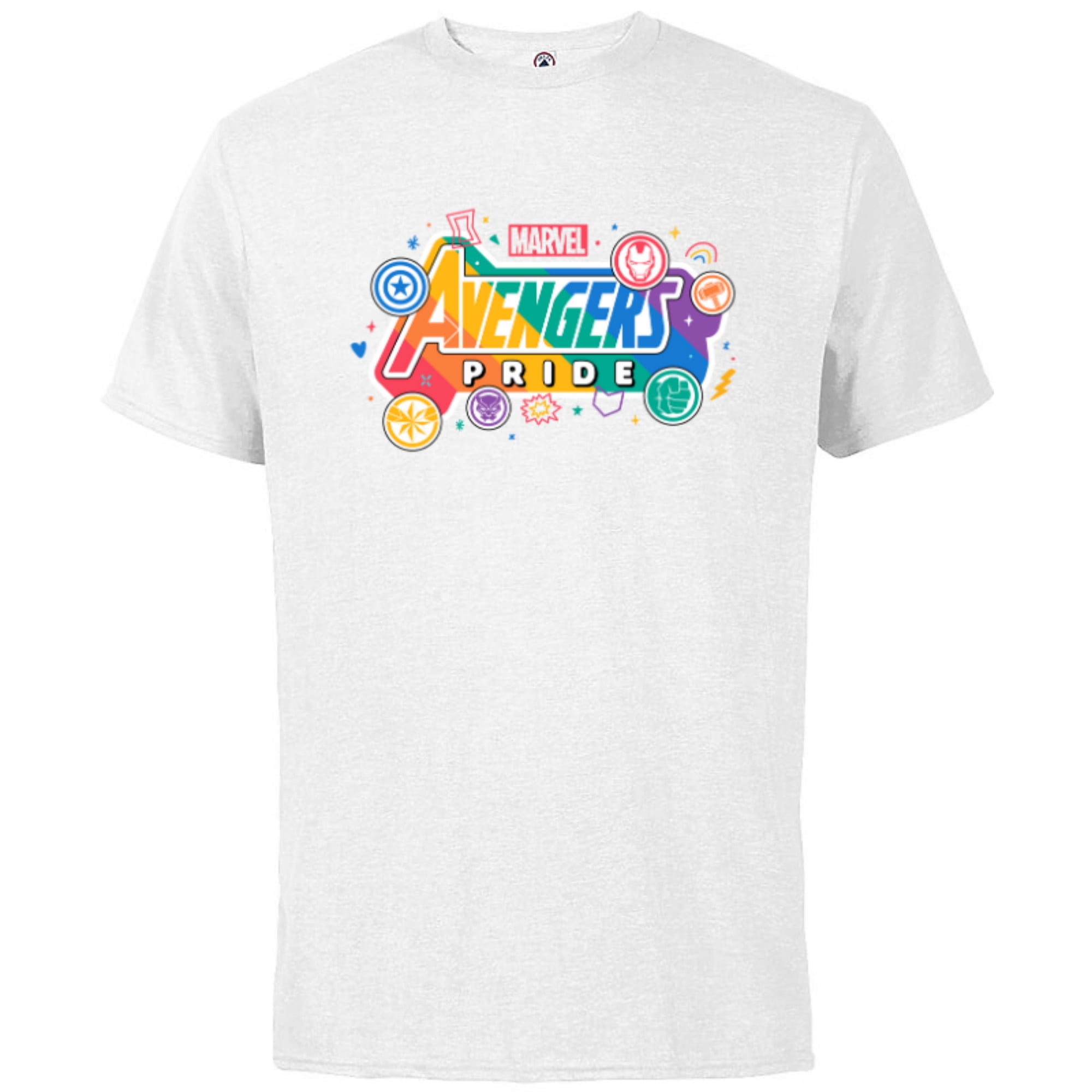 Marvel Pride Rainbow Avengers Pride Hero Icons & Doodles- Short Sleeve ...