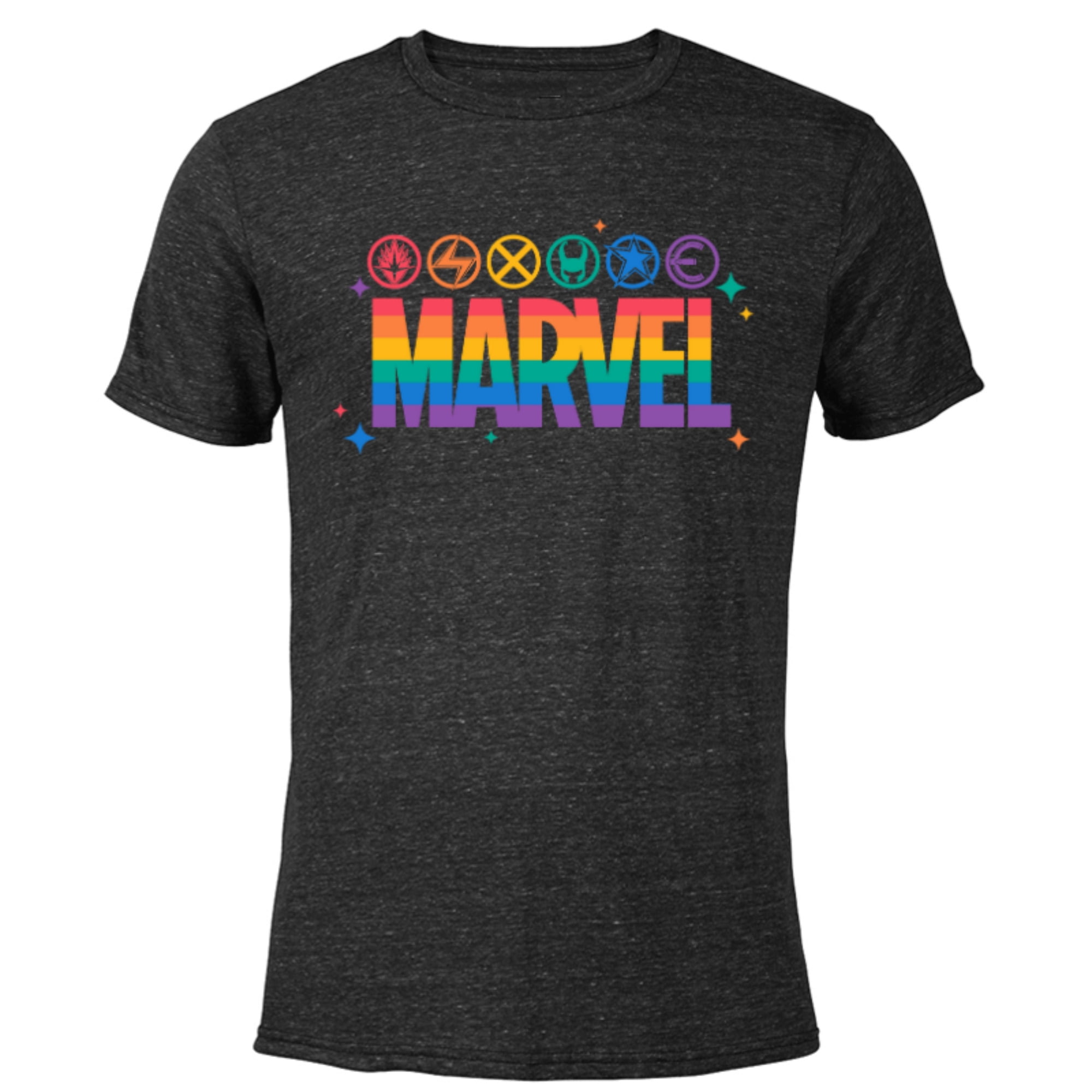 Marvel Pride Rainbow Logo Proud Heroes Symbols - Short Sleeve Blended T ...