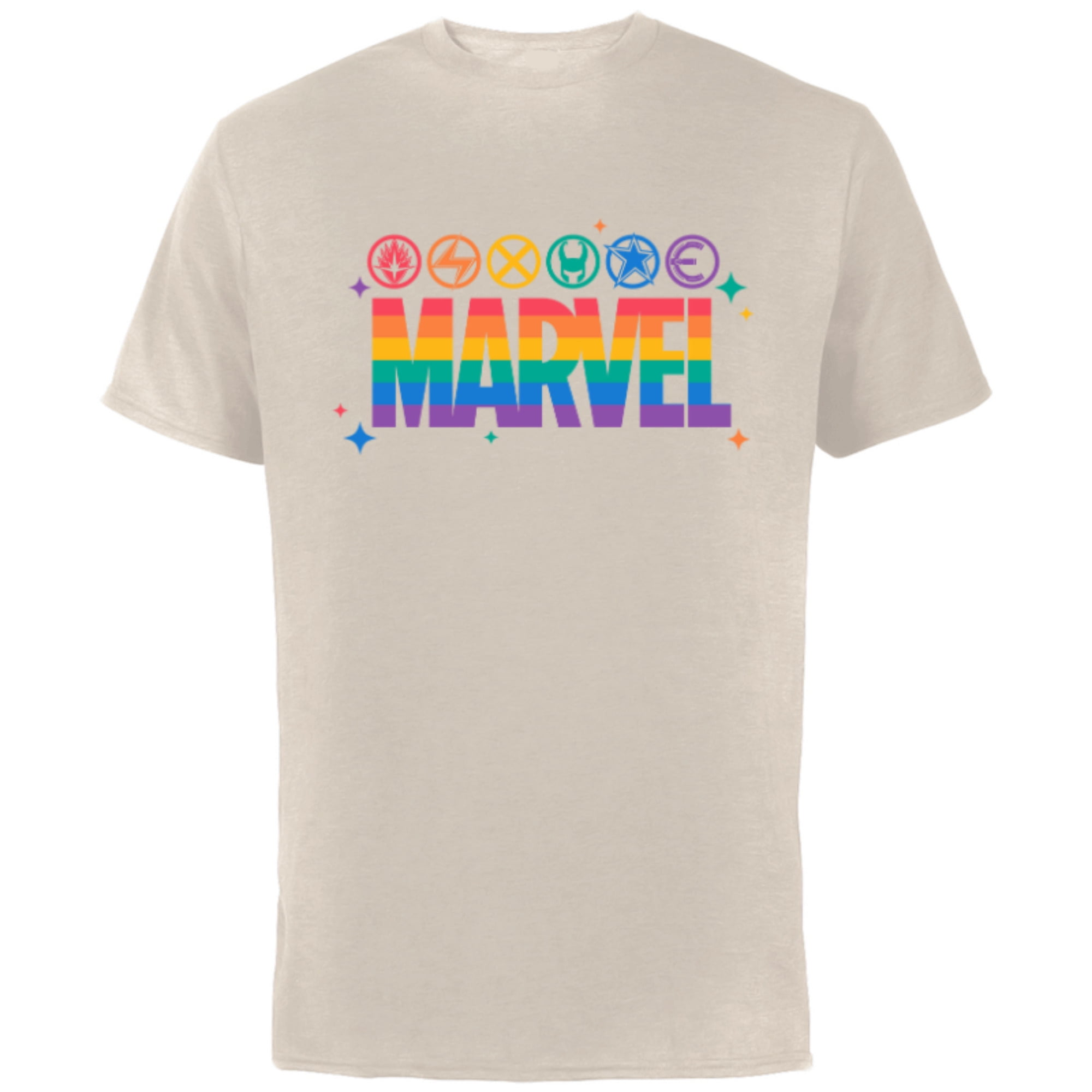 Marvel Pride Rainbow Logo Proud Heroes Symbols - Short Sleeve Cotton T ...