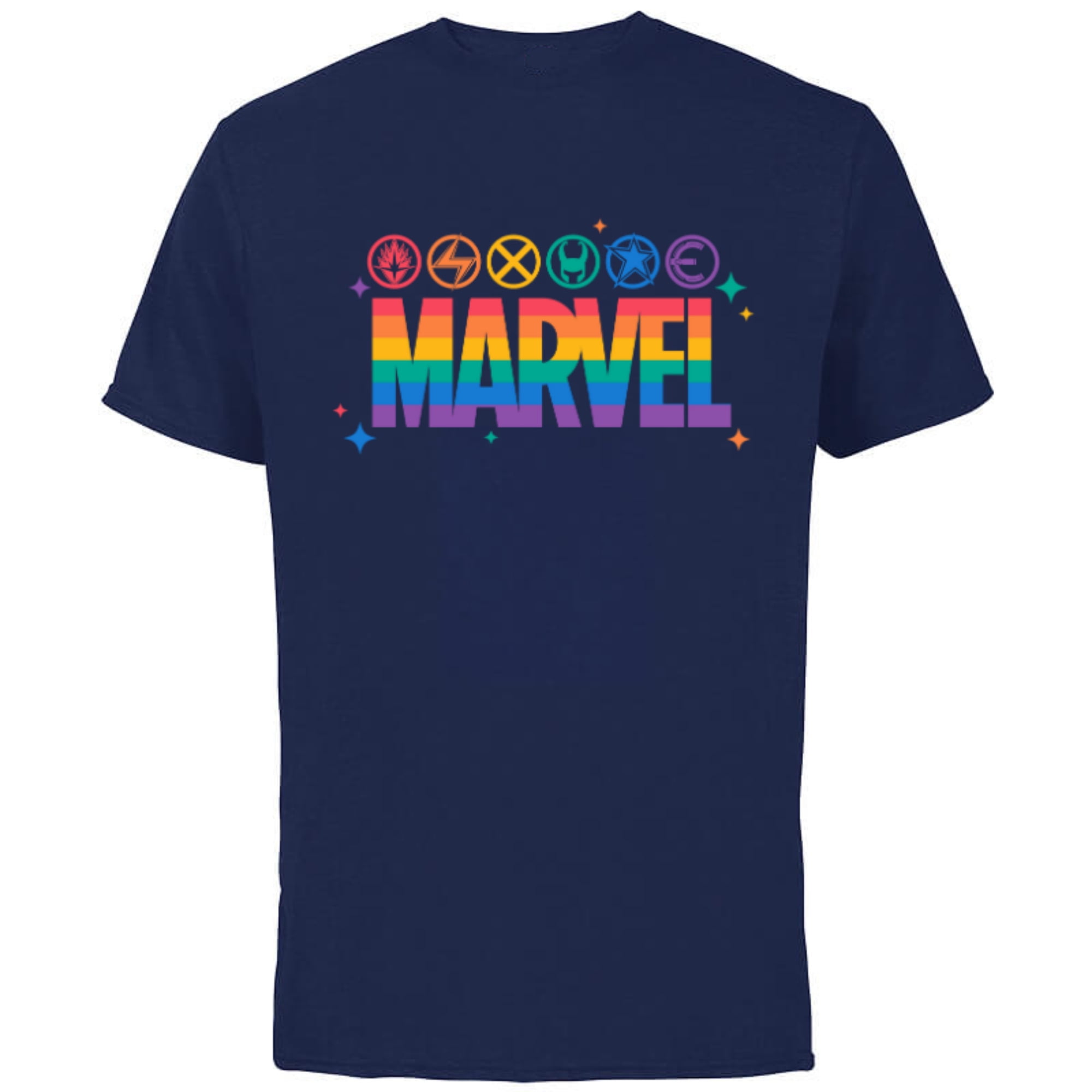 Marvel Pride Rainbow Logo Proud Heroes Symbols - Short Sleeve Cotton T ...