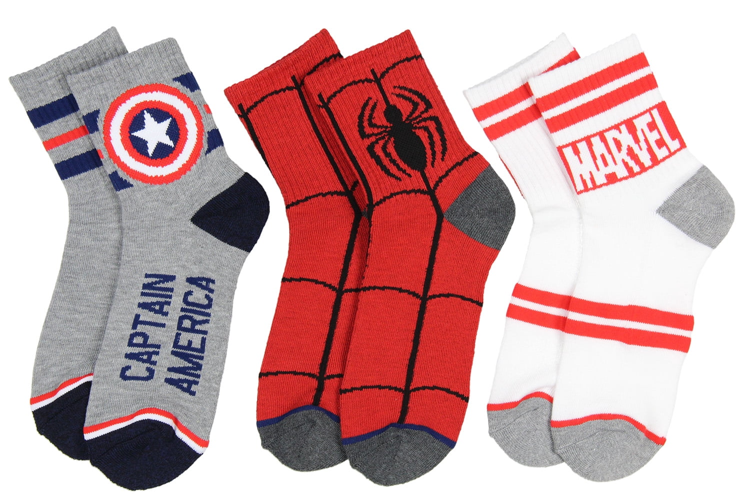 Marvel Quarter Mens 3Pk Socks Set - Walmart.com