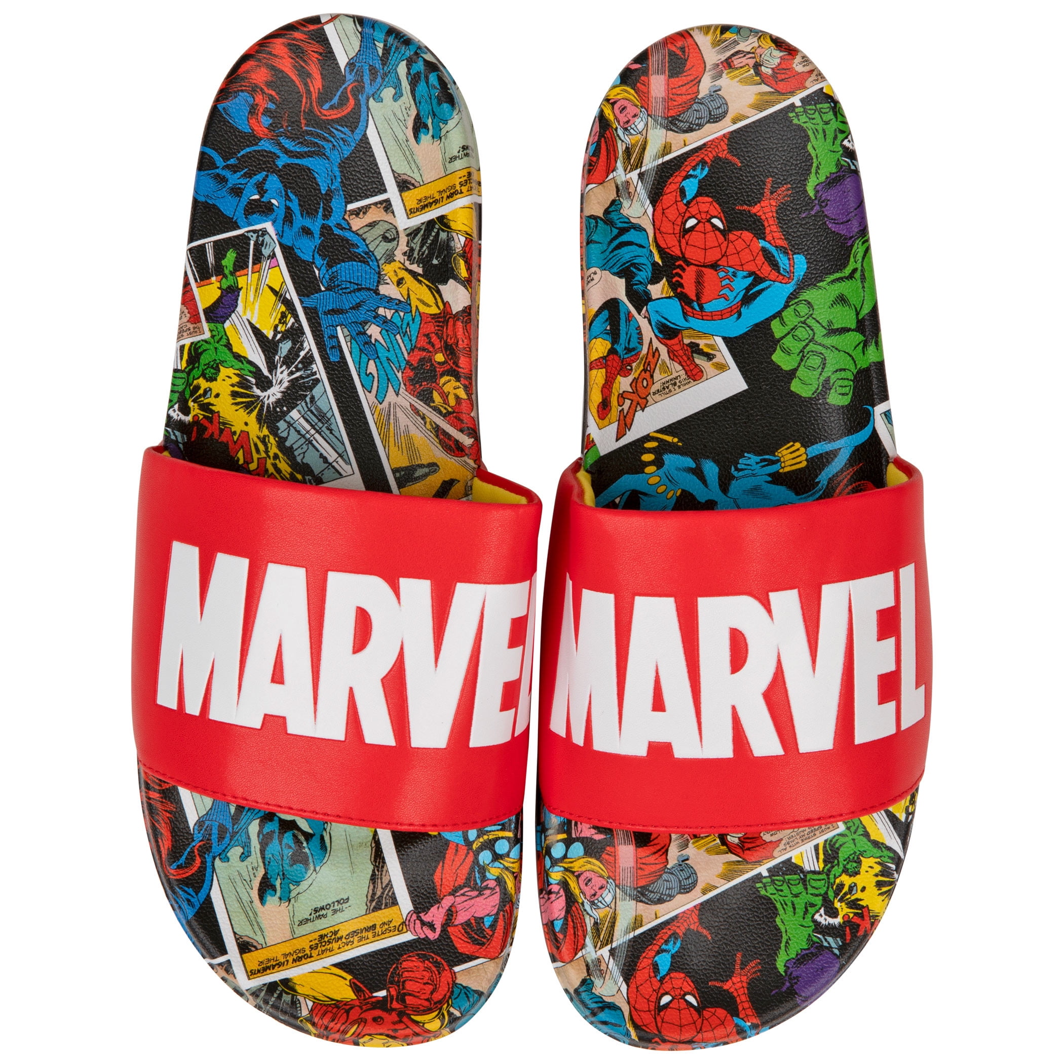 Marvel Red Label with Comic Scene Sandal Slides-Large (10/11) - Walmart.com