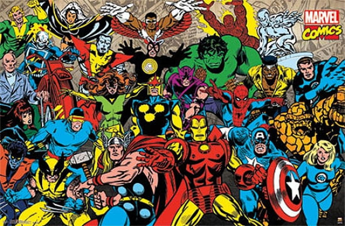 Marvel Retro Line Up Poster (24 X 36) - Walmart.com