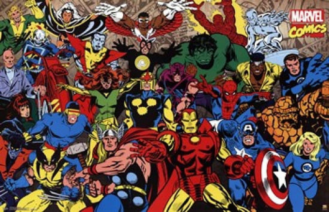 Marvel - Retro Lineup Poster Print (36 x 24) - Walmart.com