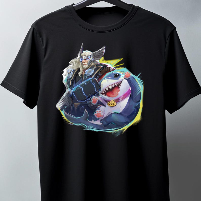 Marvel Rivals Jeff The Land Shark And Thor, Marvel Shark Unisex Graphic ...