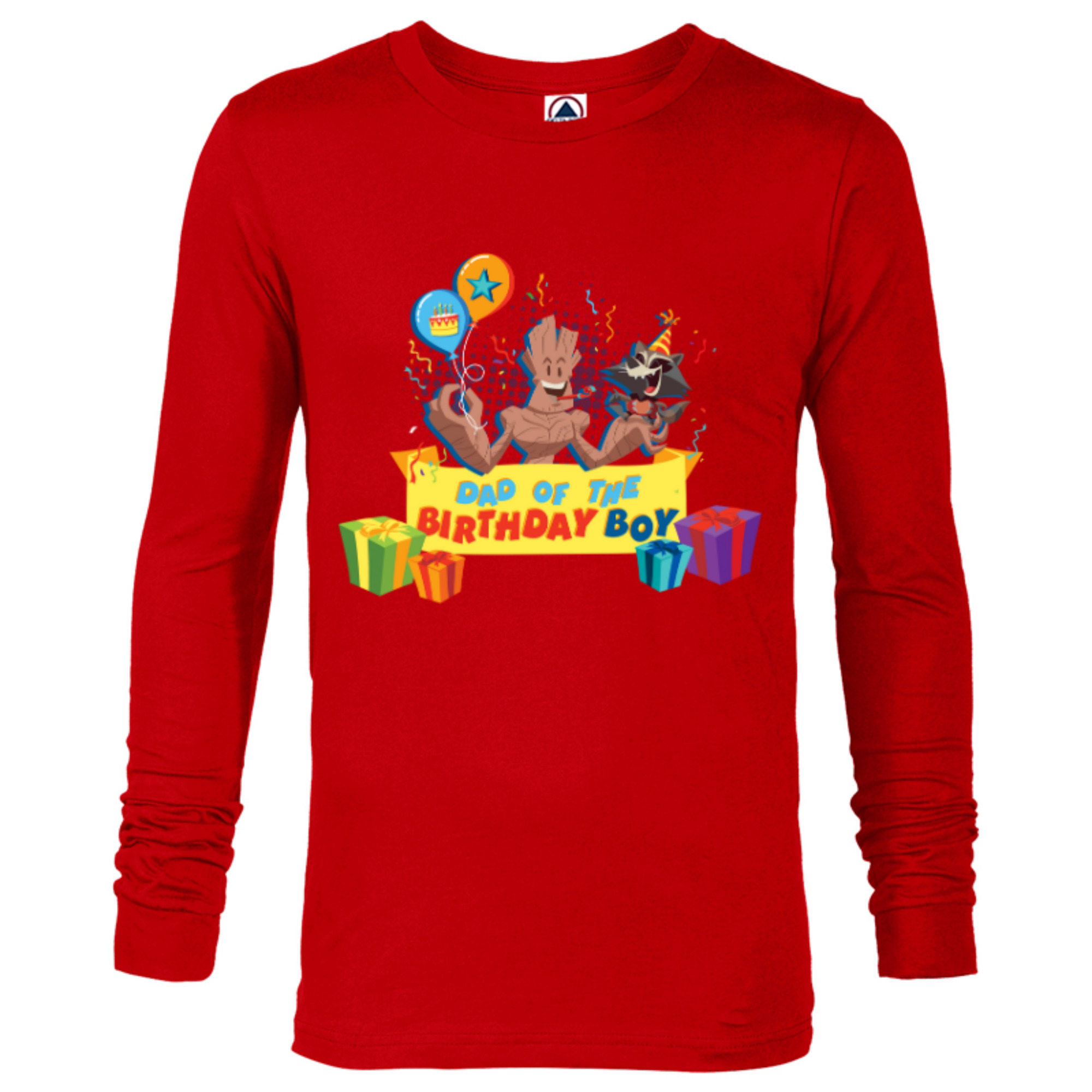 Marvel Rocket & Groot Family Party Dad of the Birthday Boy - Long Sleeve T-Shirt for Men ...