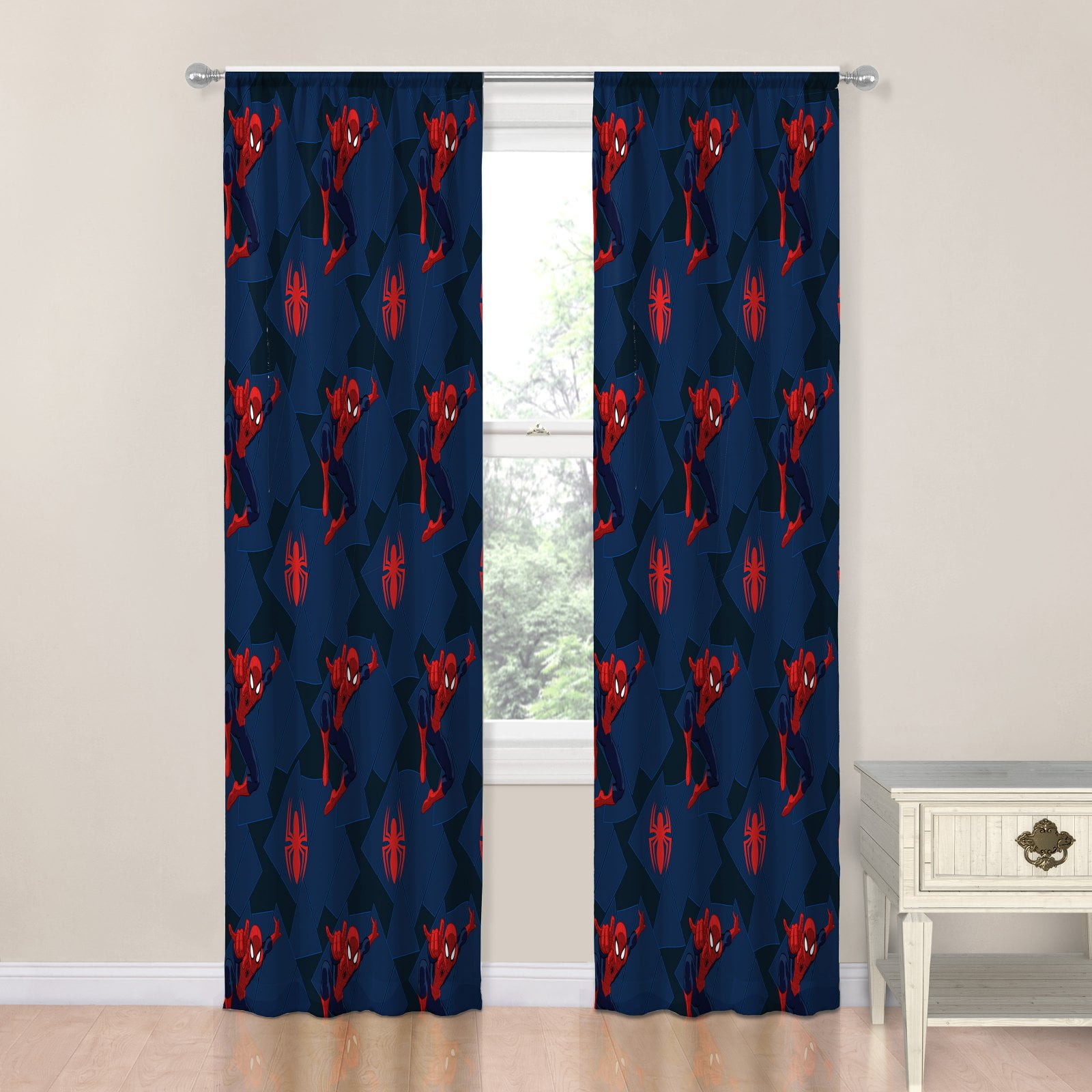 "Marvel Spiderman Room Window Bedroom Drapes, Rod Pocket Light ...