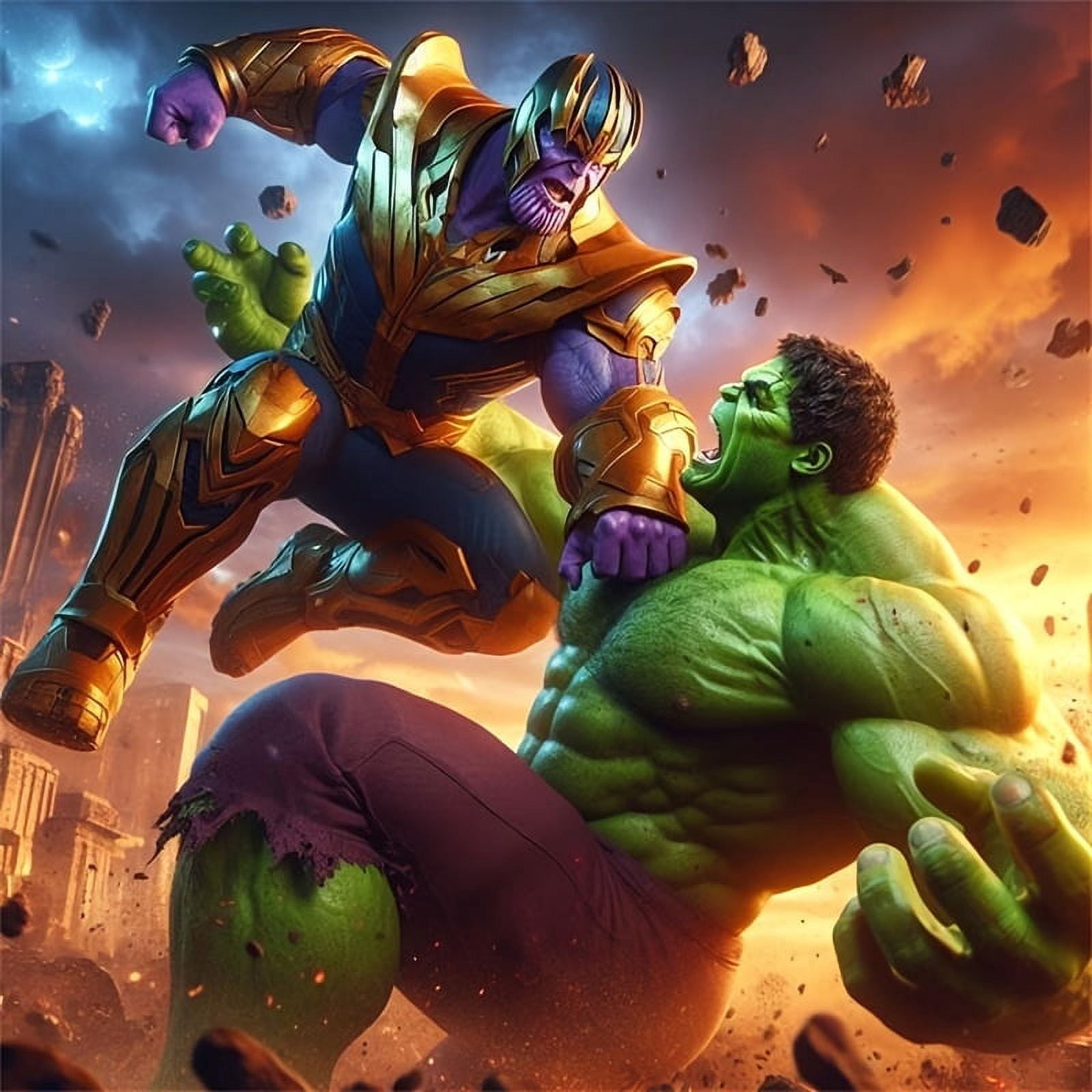 Marvel'S Hulk & Thanos 5D Diy Diamond Painting Kit - Full Drill Round ...