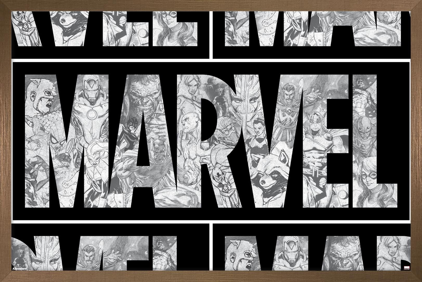Marvel Sketch - Marvel Logo Wall Poster, 14.725" x 22.375" Framed ...