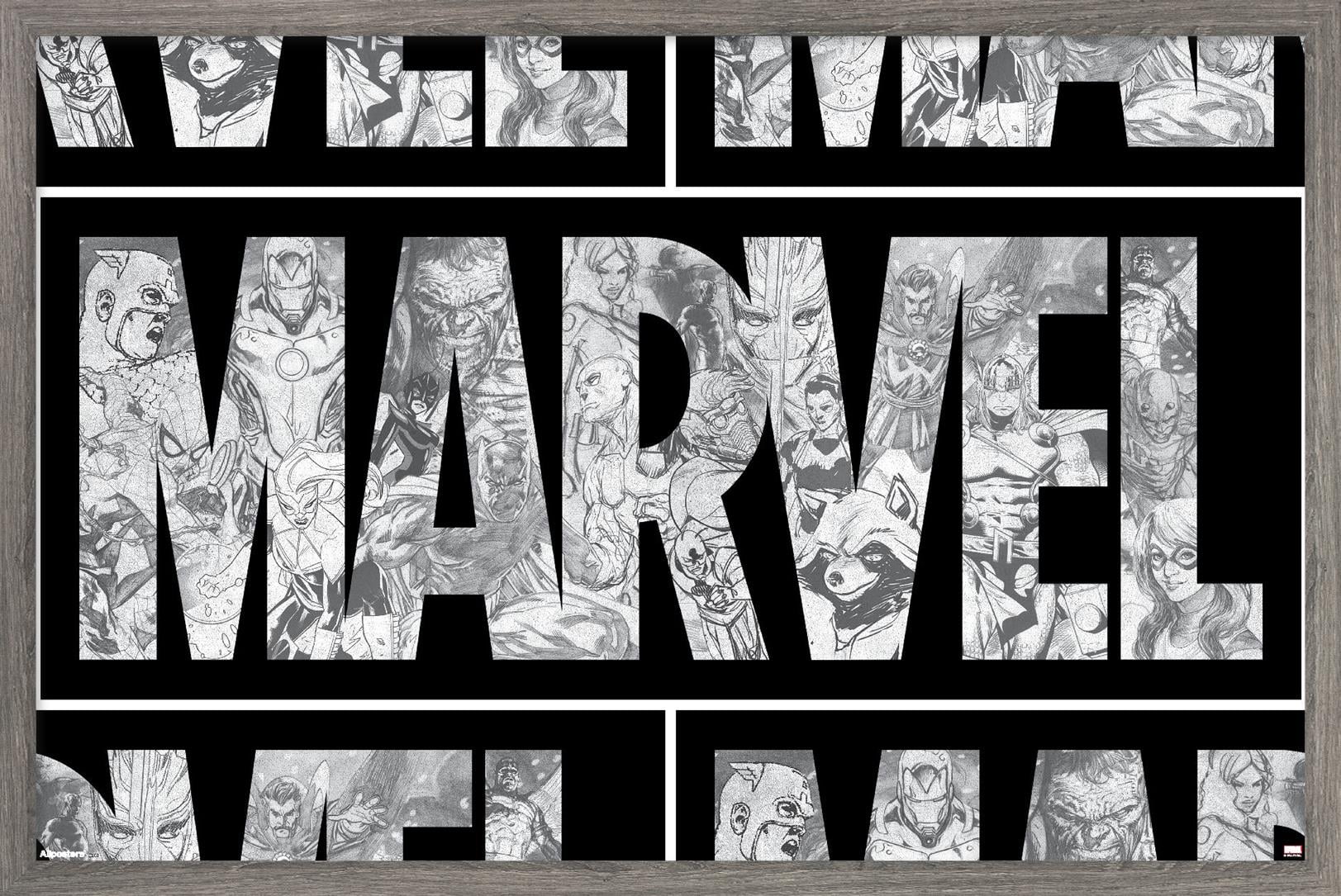 Marvel Sketch - Marvel Logo Wall Poster, 22.375" x 34" Framed - Walmart.com