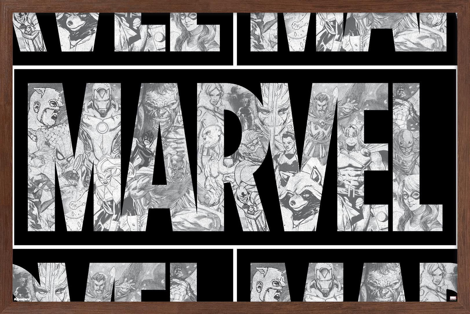 Marvel Sketch - Marvel Logo Wall Poster, 22.375" x 34" Framed - Walmart.com