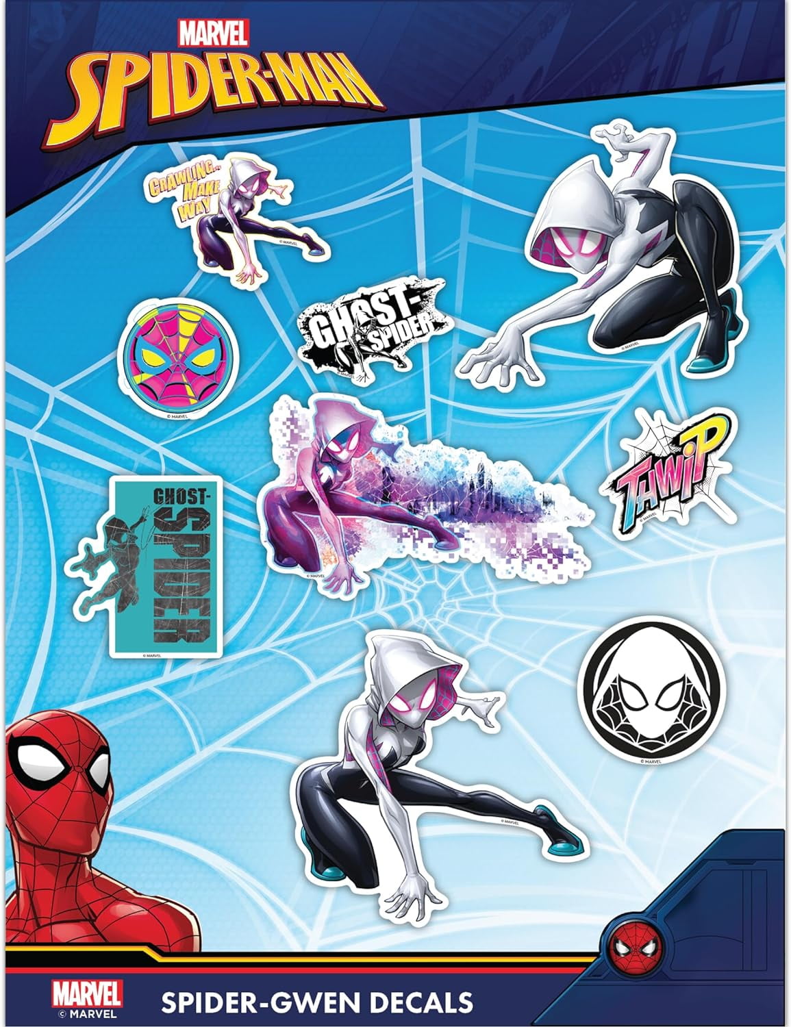 Marvel Spider-Gwen Decals - Set of 9 Vinyl Stickers for Car Water ...