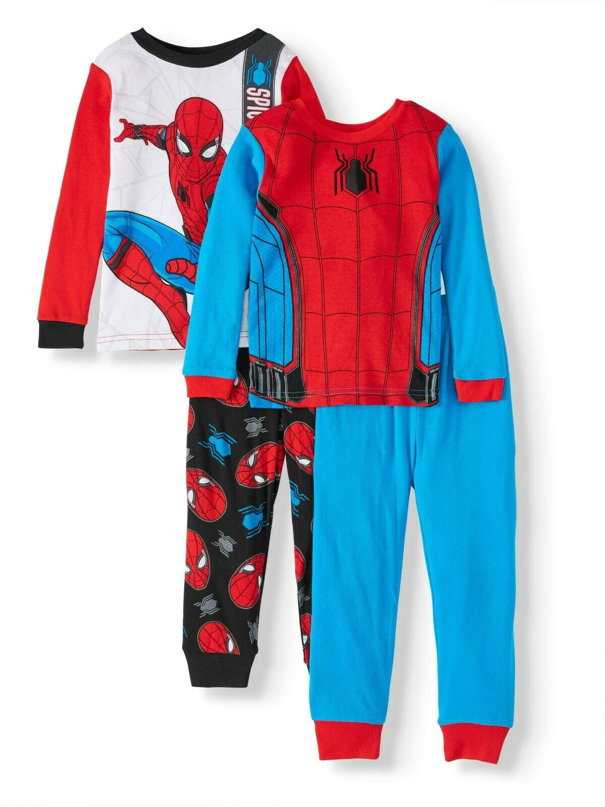 Marvel Spider-Man 4 PC Long Sleeve Tight Fit Cotton Pajama Set Boy Size ...