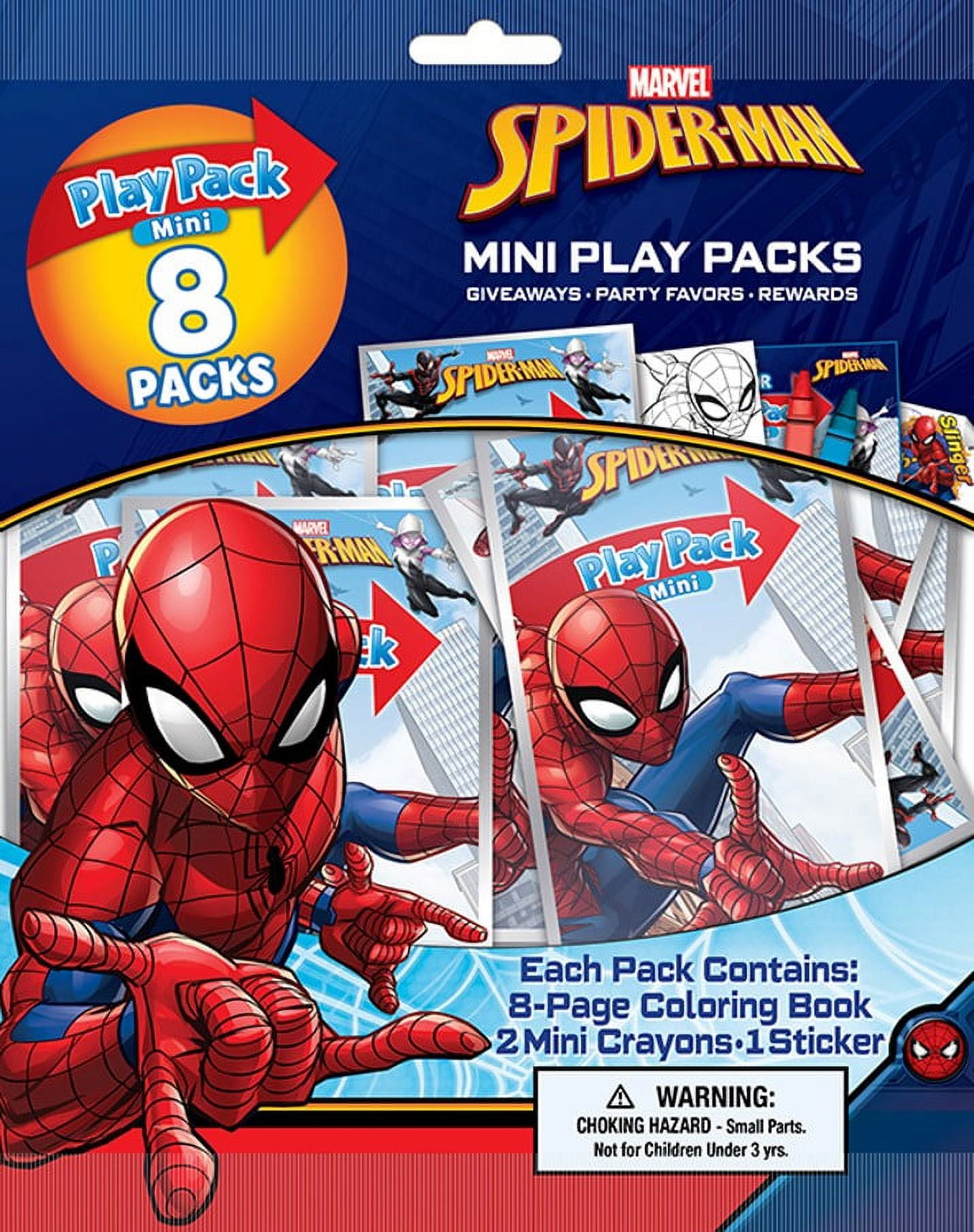 Marvel Spider-Man 8 Count Mini Play Pack with Small Coloring Book and ...