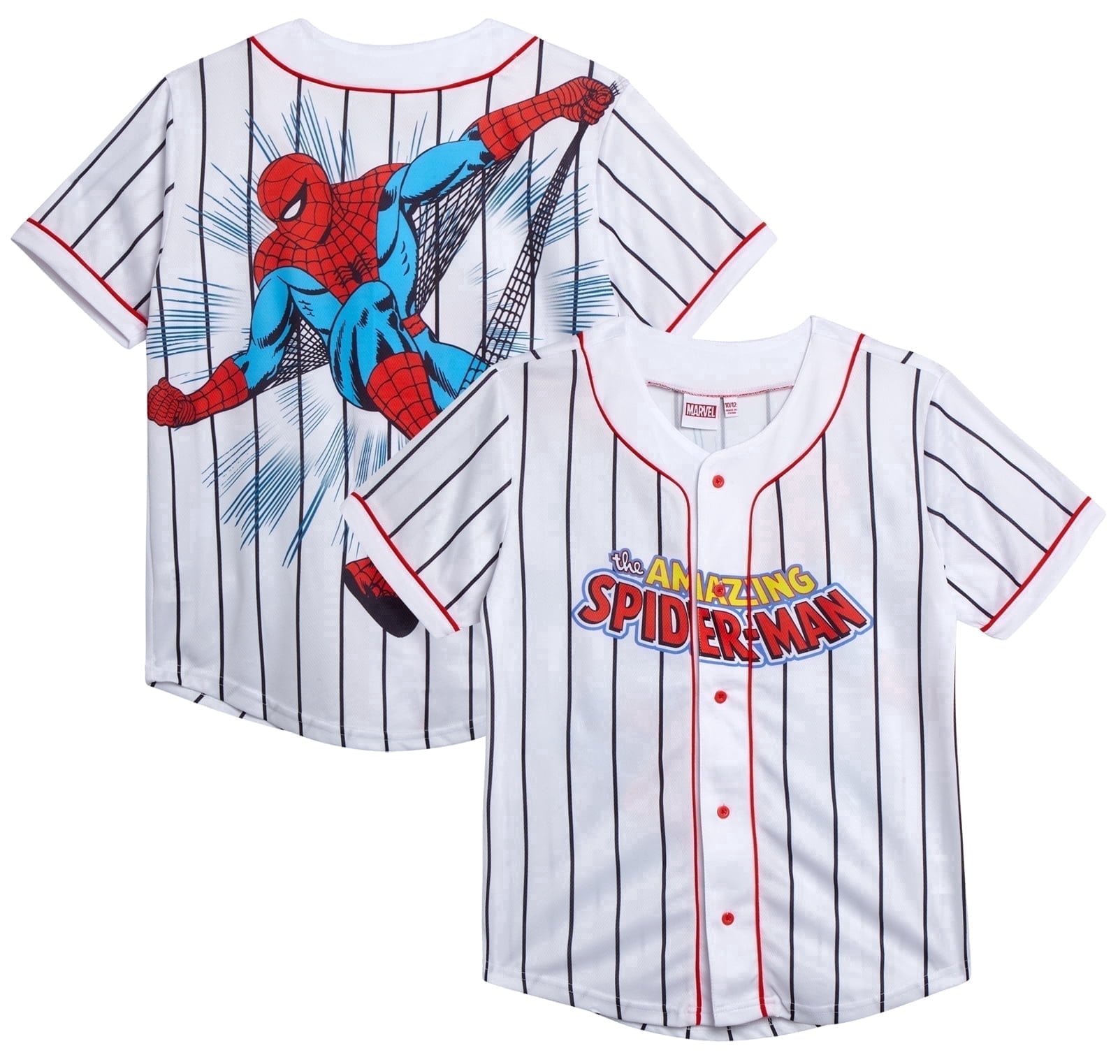 Marvel Boys Baseball Jersey Spider-Man Mickey Mouse Button Up Sports ...